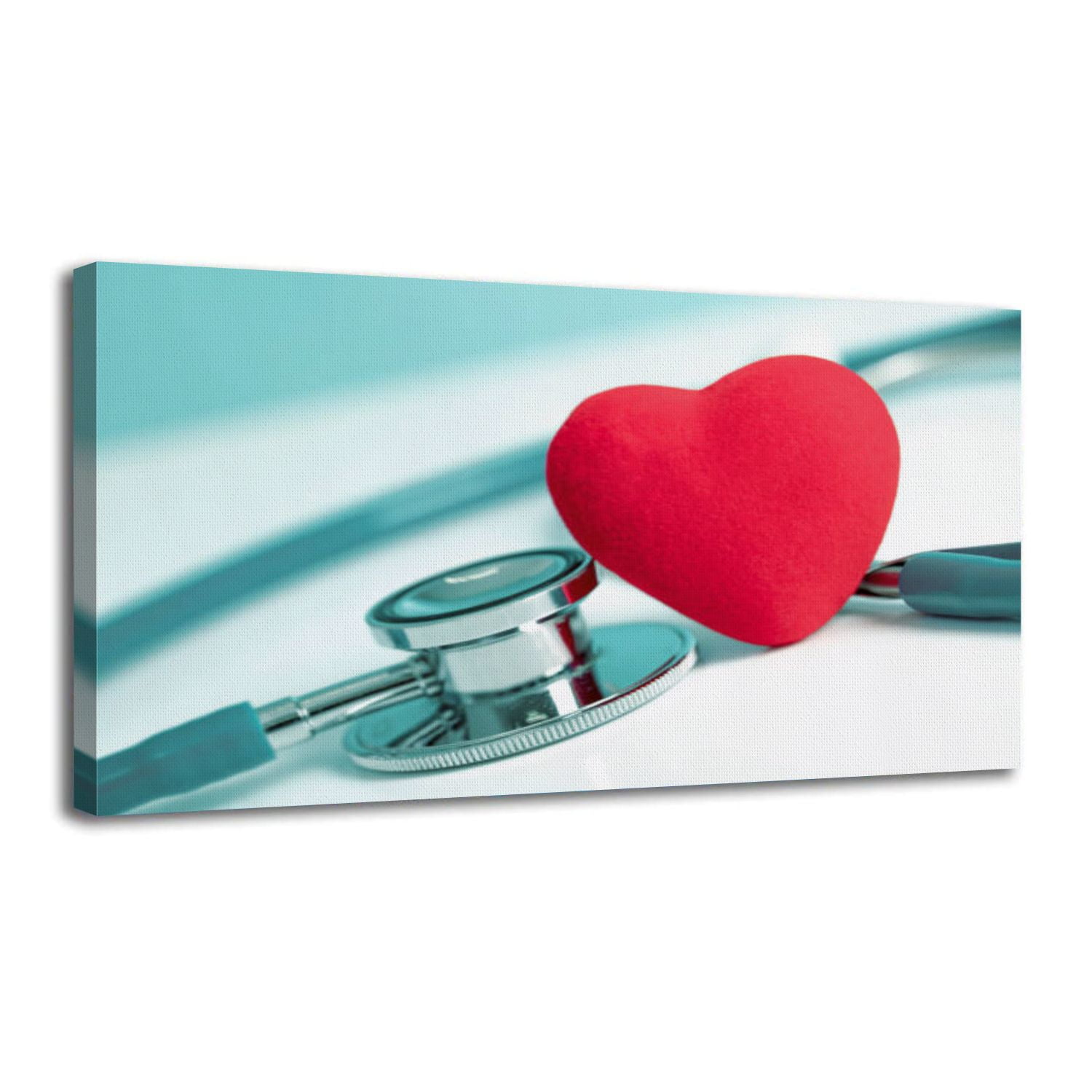 Canvas Wall Art Healthcare Stethoscope Heart Wall Decor for Living Room ...