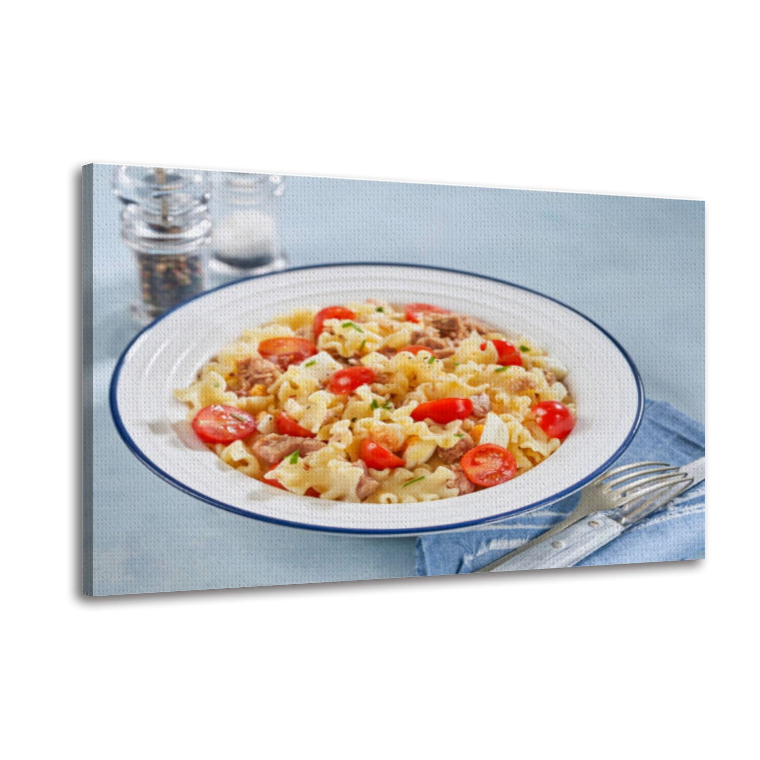 Canvas Wall Art Healthy Fusilli rotini pasta salad tuna vine tomatoes ...