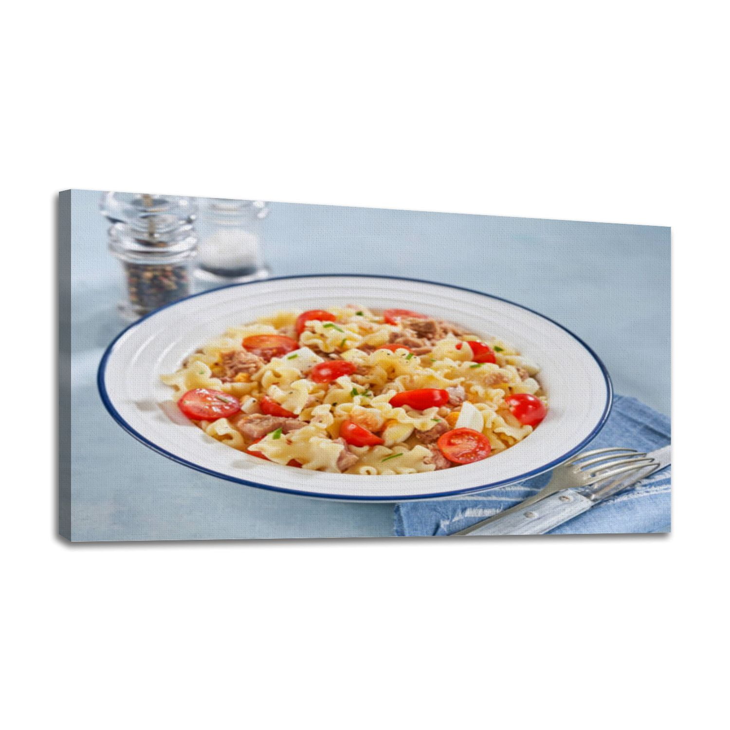 Canvas Wall Art Healthy Fusilli rotini pasta salad tuna vine tomatoes ...