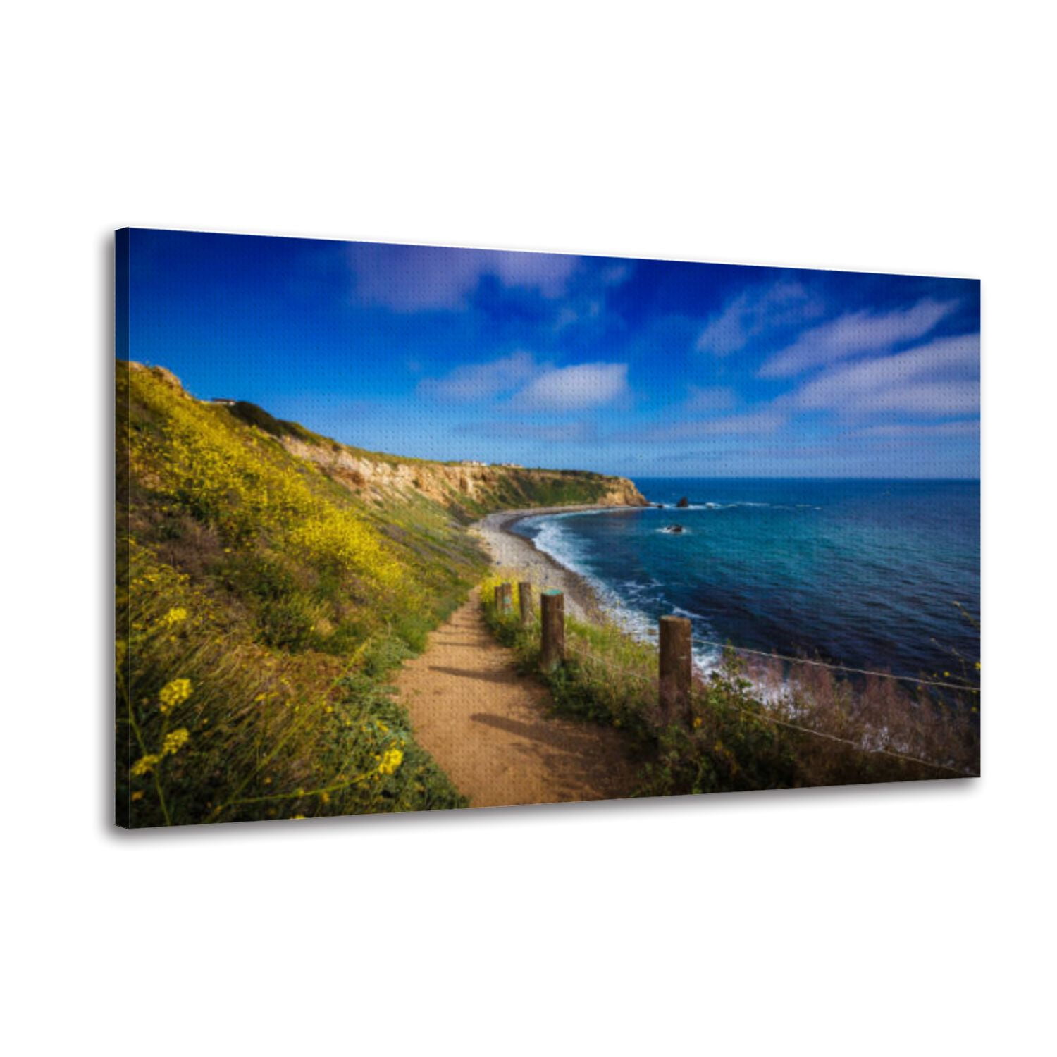 Canvas Wall Art Hiking trail surrounded by beautiful yellow wildflowers ...