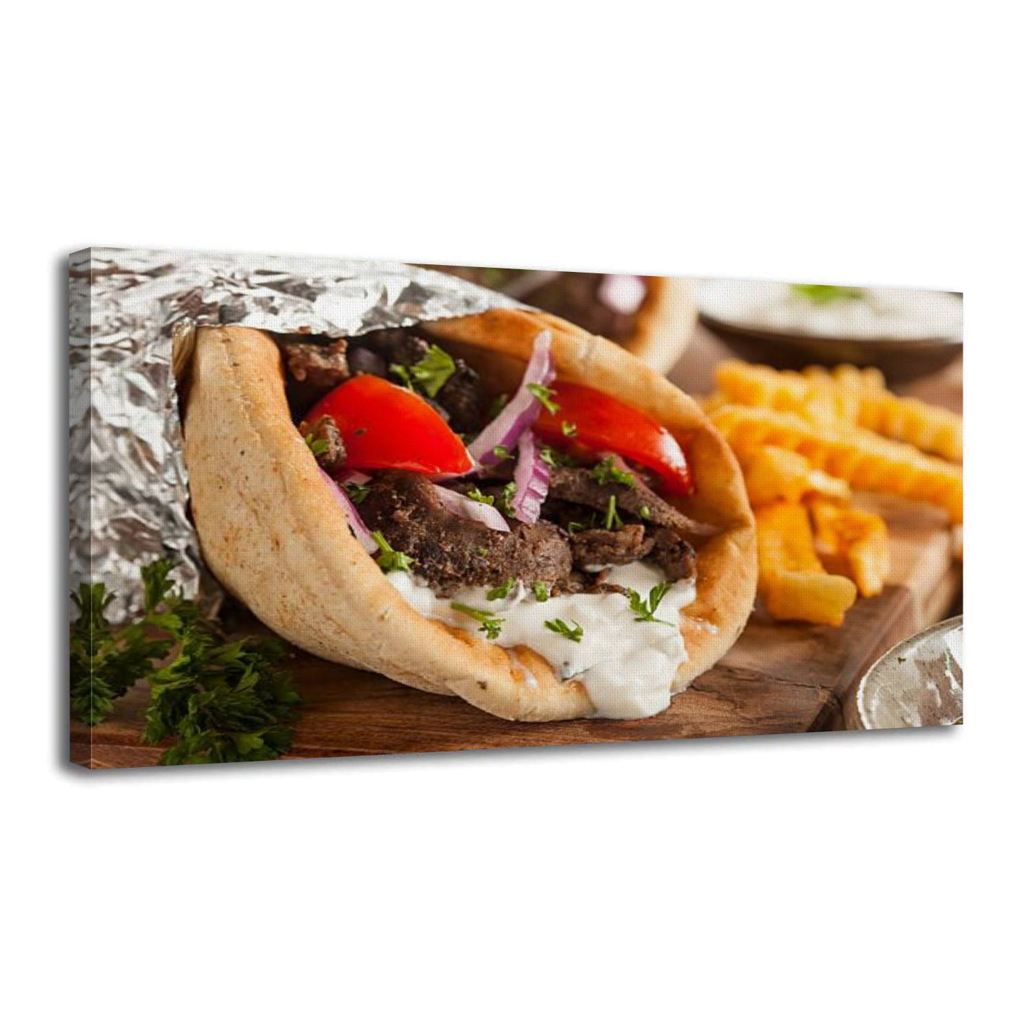 Canvas Wall Art Homemade Meat Gyro French Fries Wall Decor for Living ...