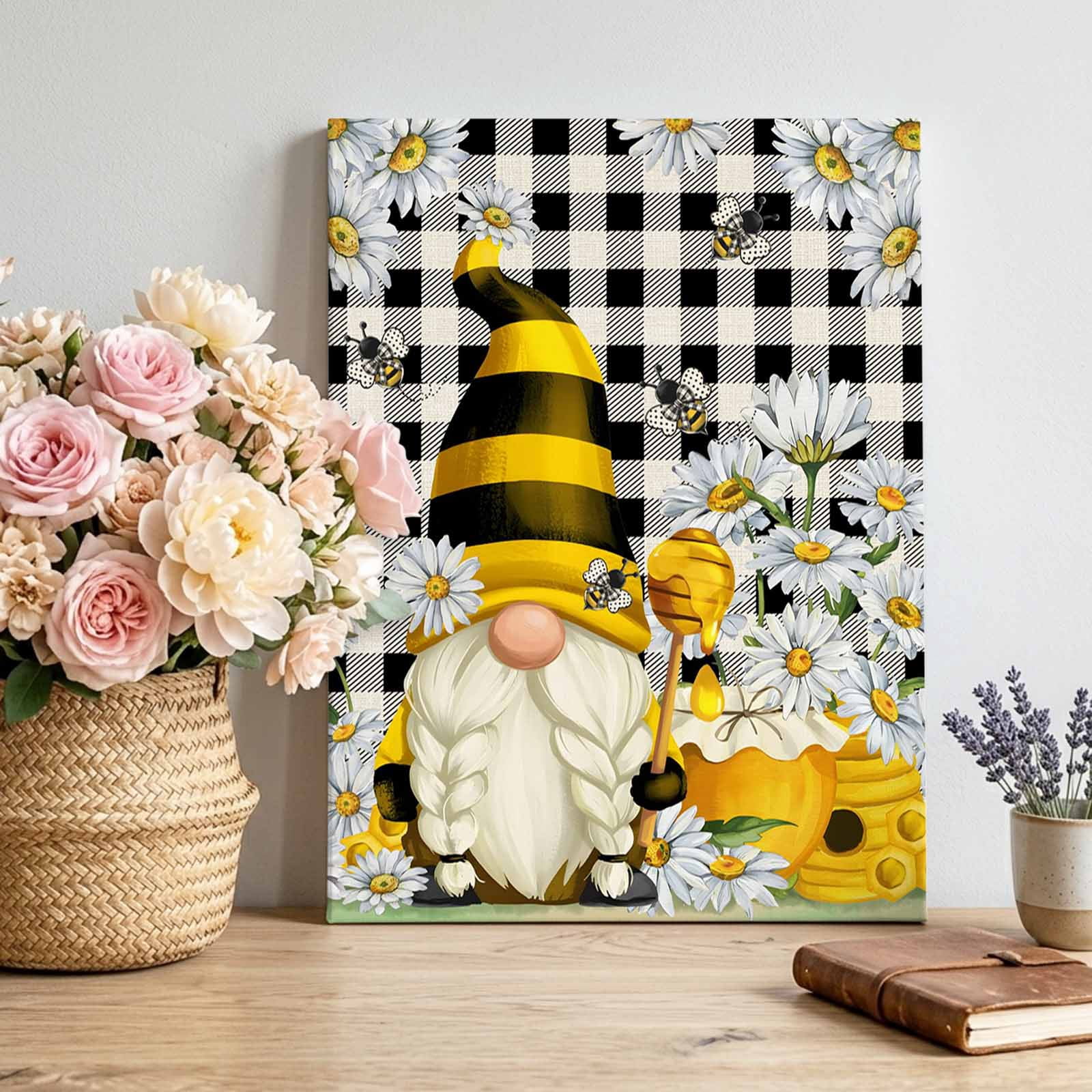 Canvas Wall Art Honey Gnome Canvas Art Print Daisy Bee Pastoral ...