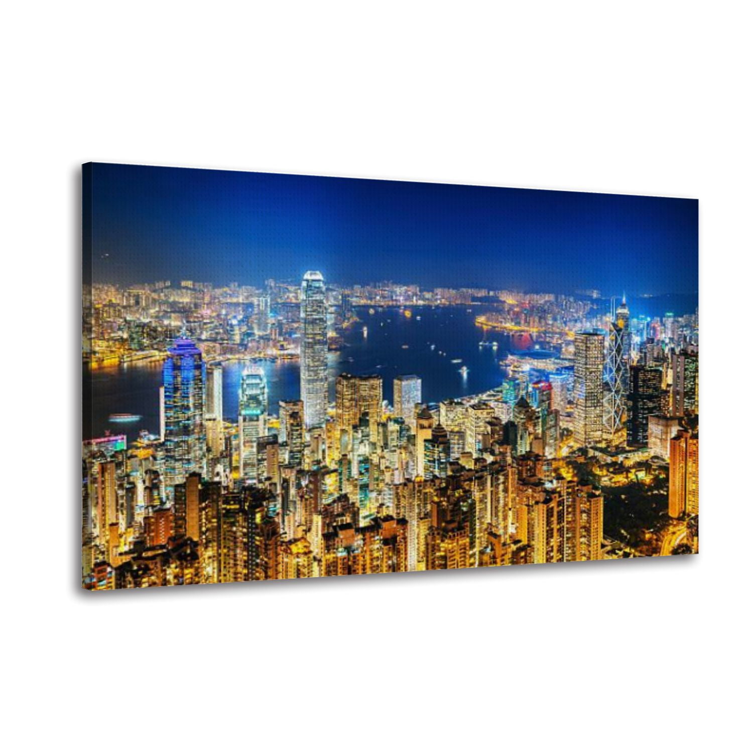 Canvas Wall Art Hong Kong skyline night Wall Decor for Living Room ...