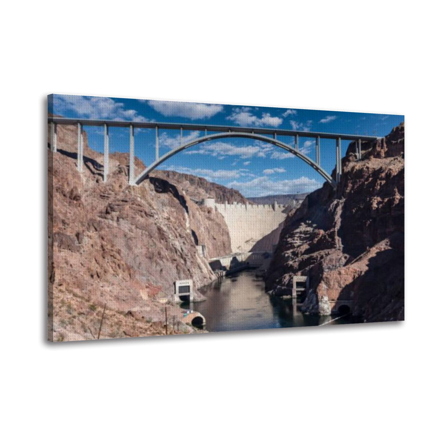 Canvas Wall Art Hoover Dam Bypass Bridge Canyon View Cloudy Sky Wall ...