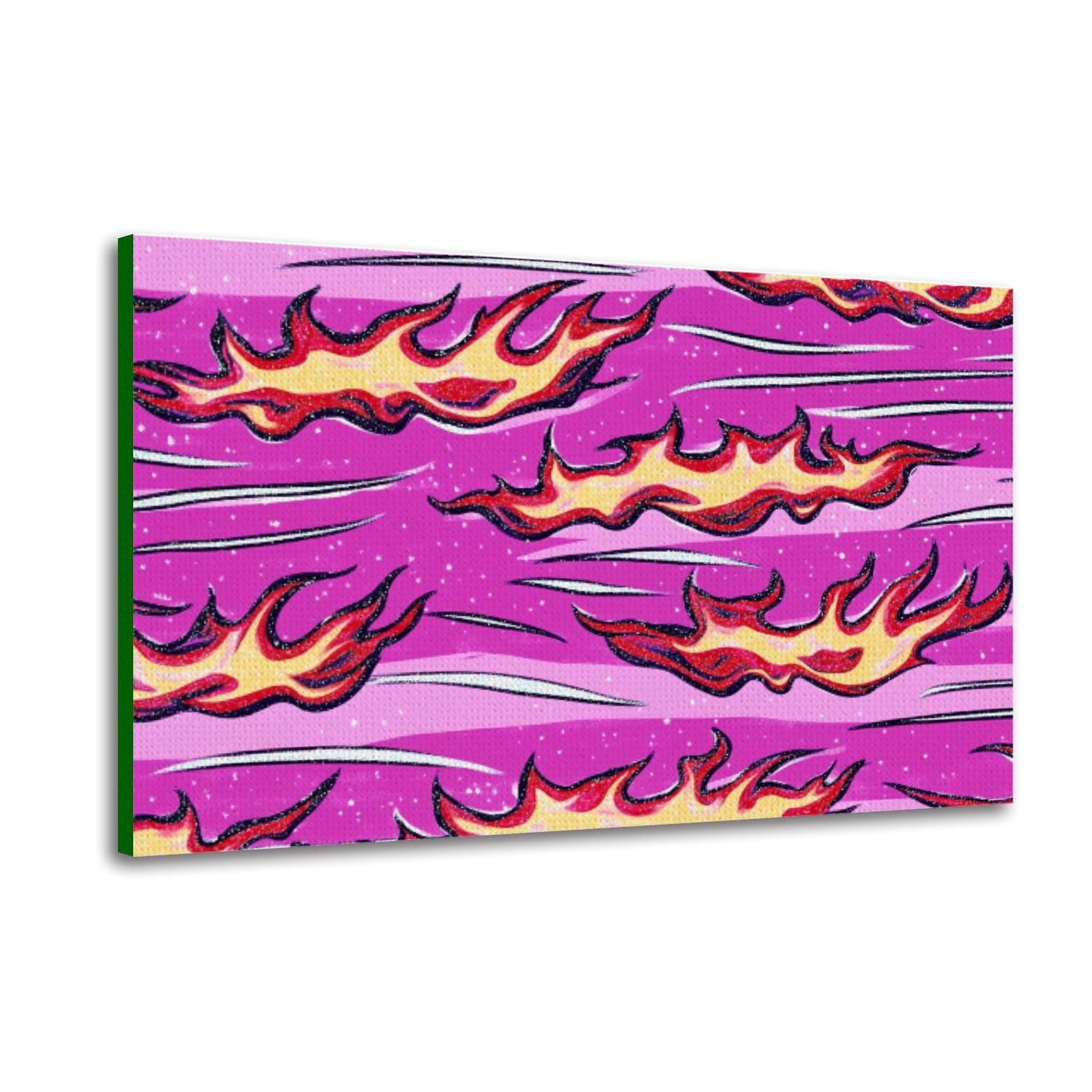 Canvas Wall Art Indie Aesthetic Baddie Flame Patterns Pink Paintings Art Decor for Living Room ...