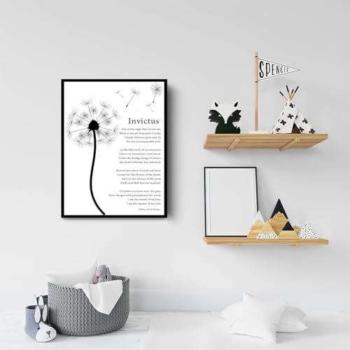 Canvas Wall Art Invictus Poem Print Motivational Poster growth mindset ...