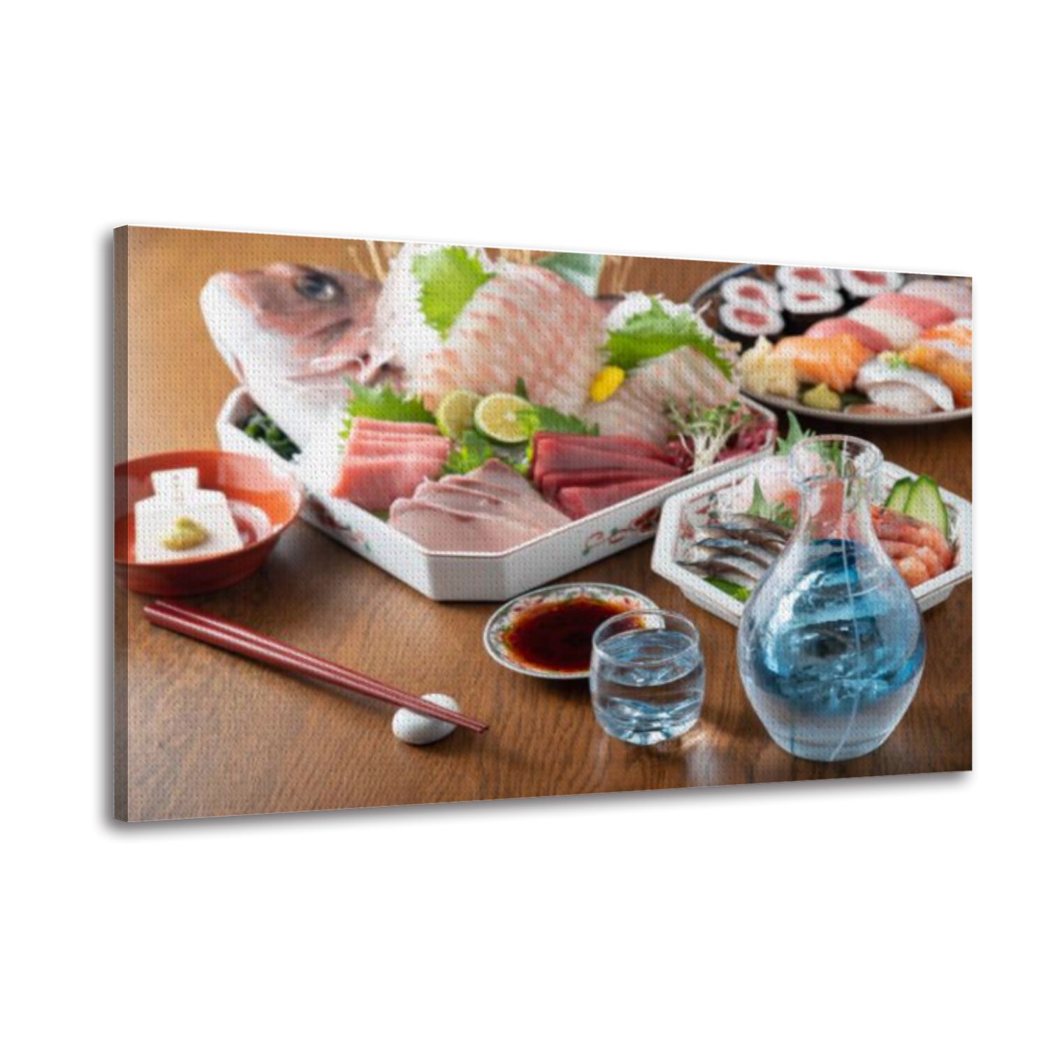 Canvas Wall Art Japanese sake glass bottle sushi sashimi Wall Decor for ...