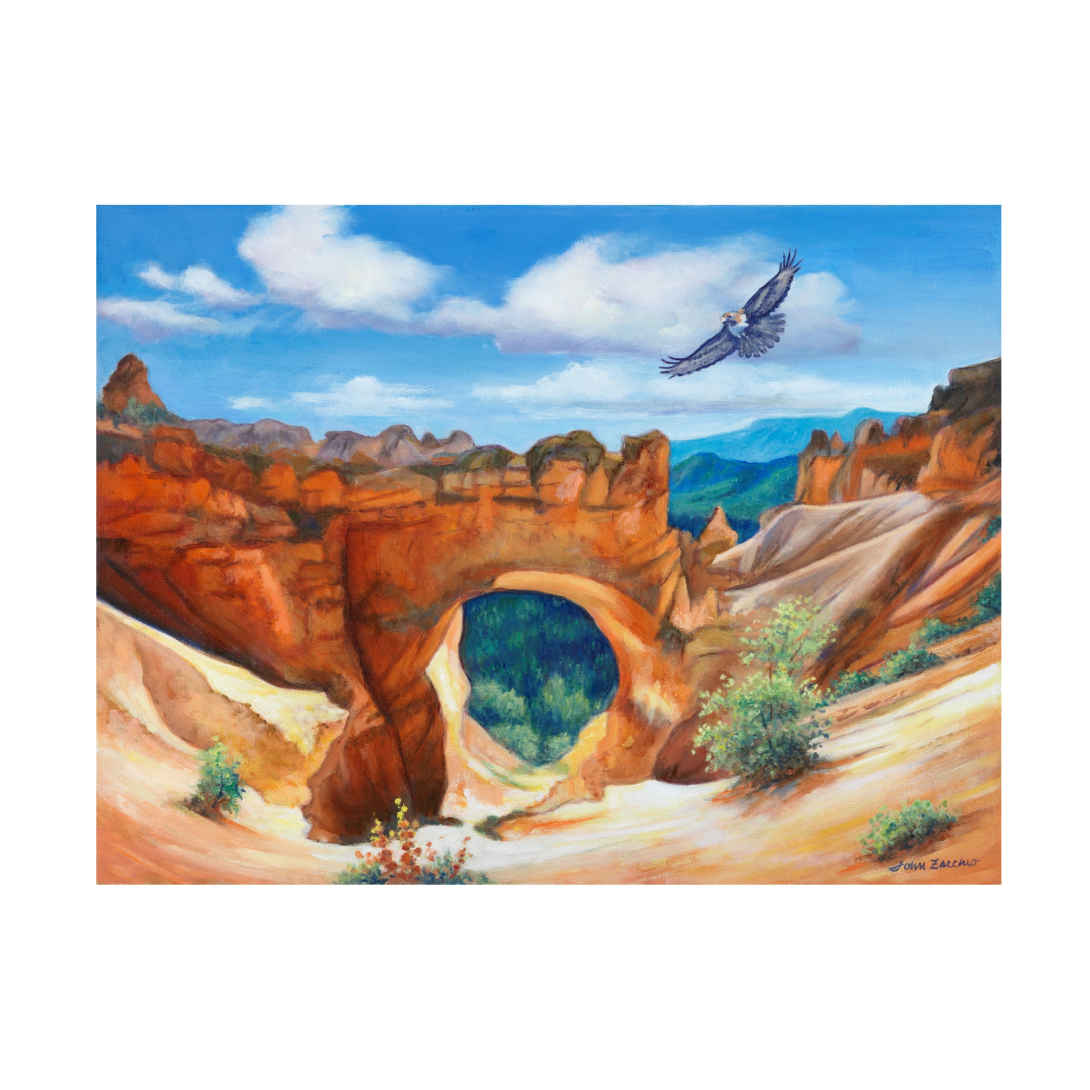 Canvas Wall Art - John Zaccheo 'Hawk Over Bryce Canyon' Wall Art for ...