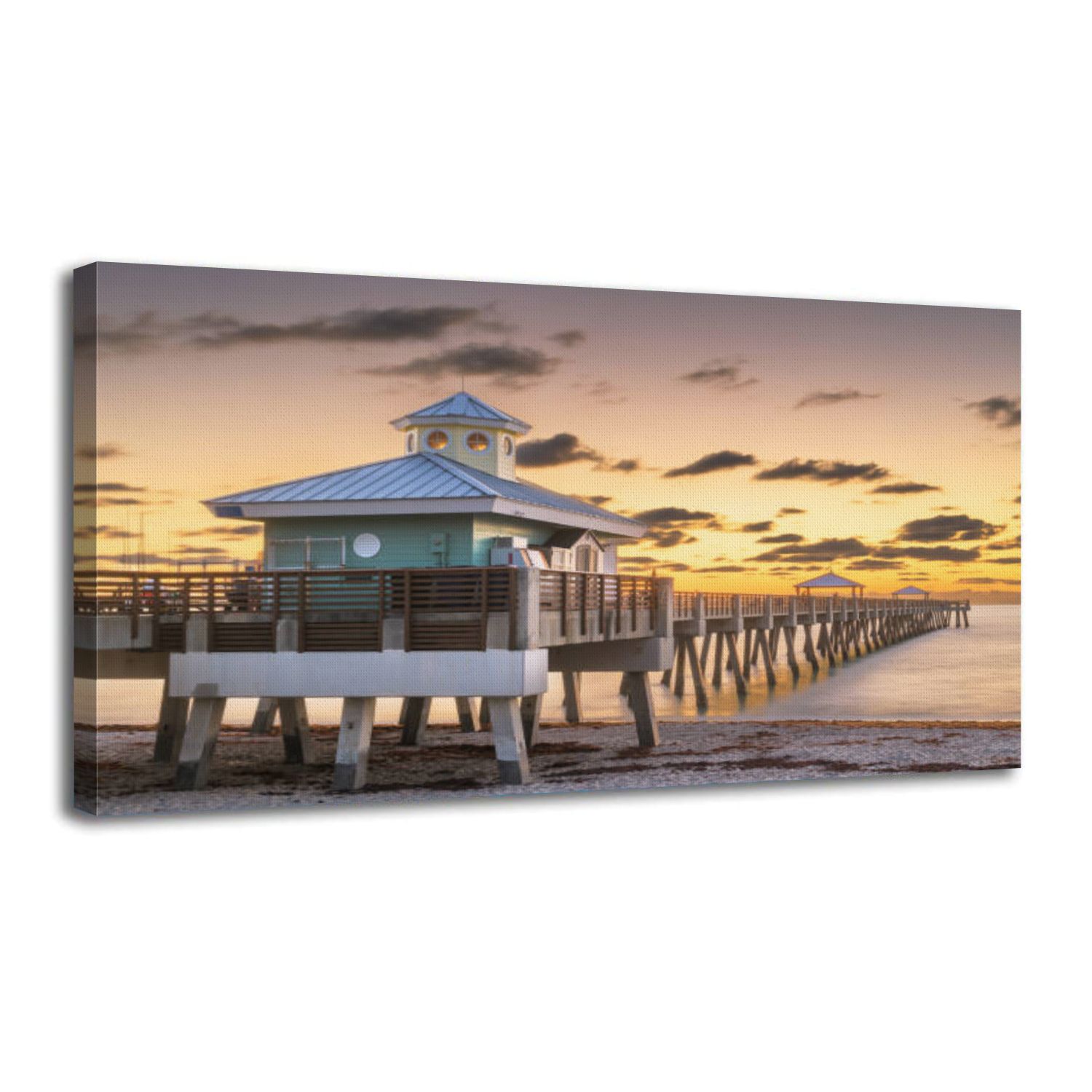 Canvas Wall Art Juno Beach Pier just before sunrise Wall Decor for ...