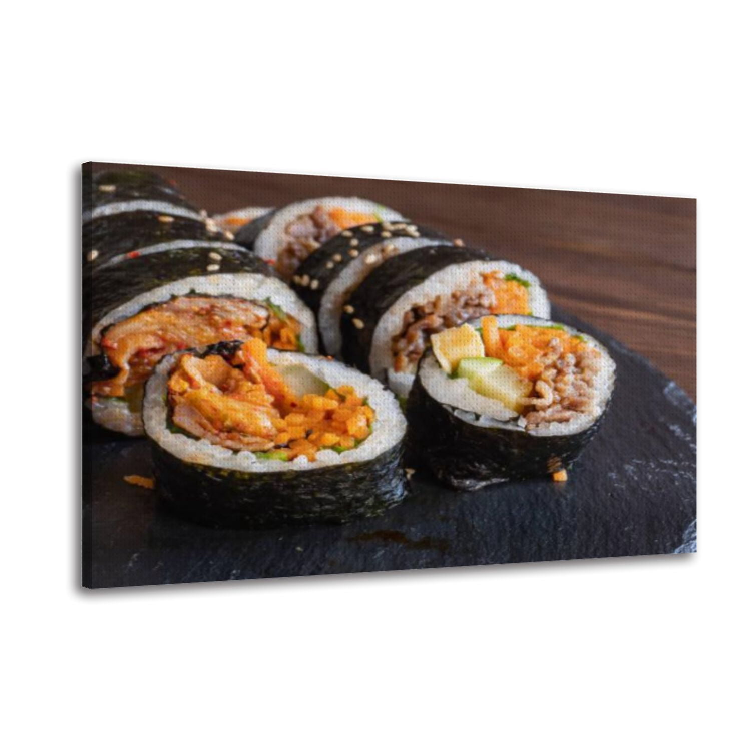 Canvas Wall Art Kimbap close up Korean style nori roll yakiniku inside ...