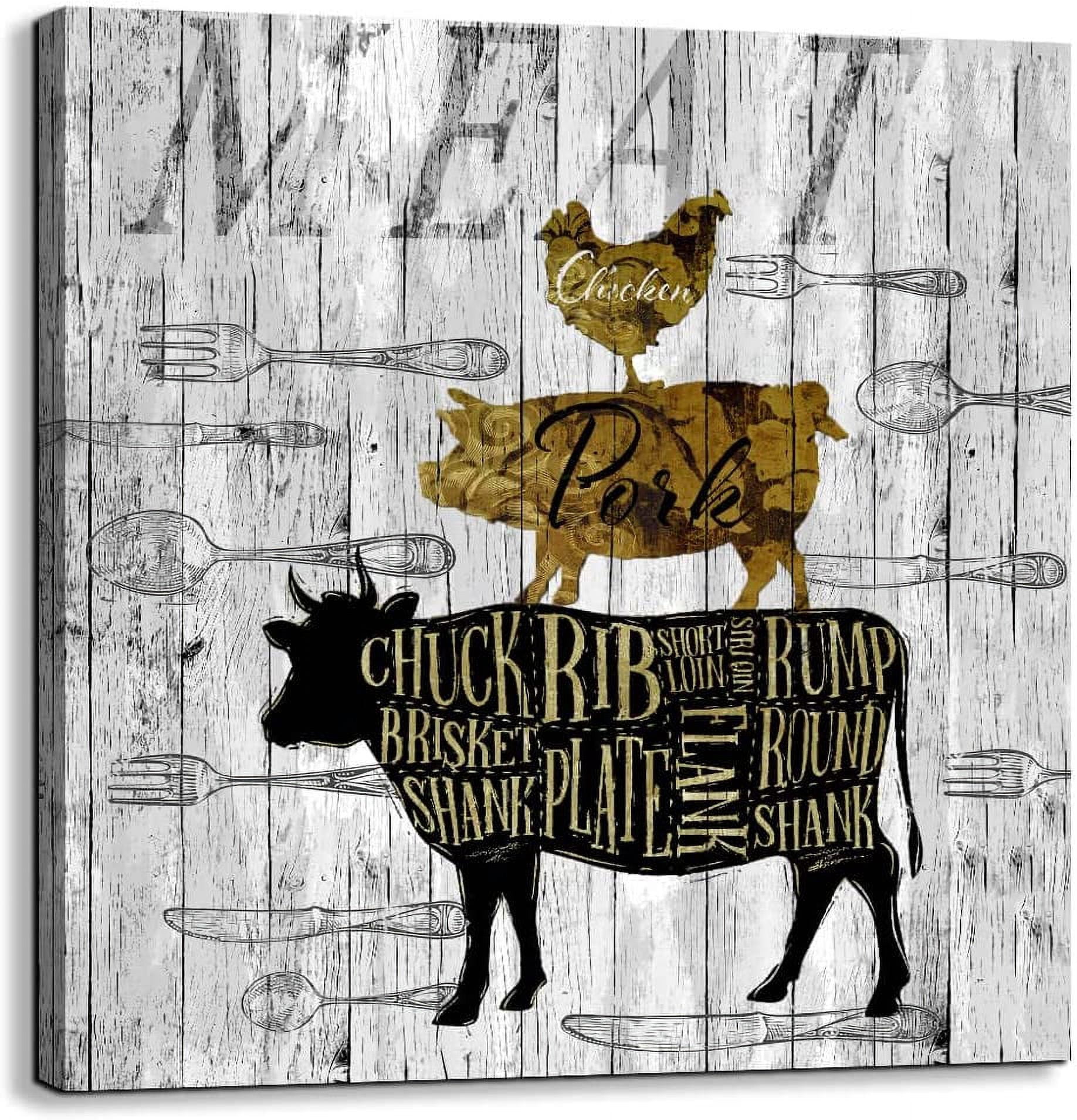 Canvas Wall Art for Kitchen Restaurant Wall Decoration Animal Theme ...