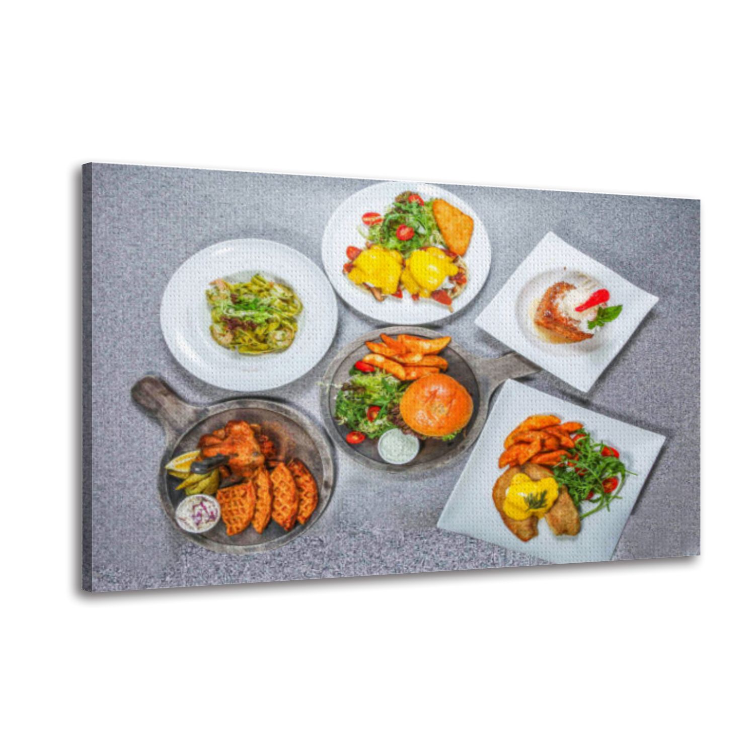 Canvas Wall Art Kiwi Lamb Burger Chicken Wings Waffles Shrimp pesto ...