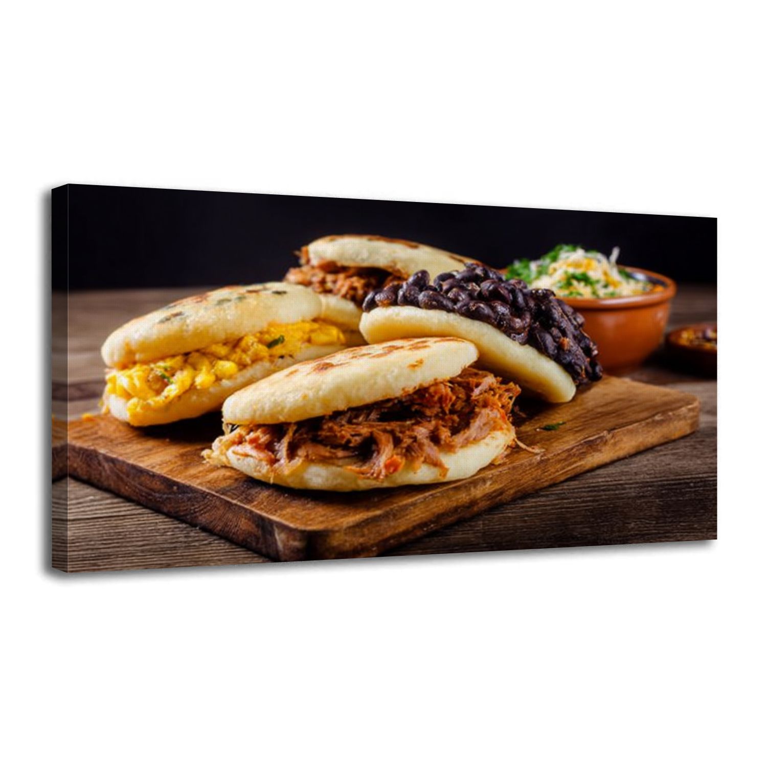 Canvas Wall Art Latin American breakfast Arepas several ingredients ...