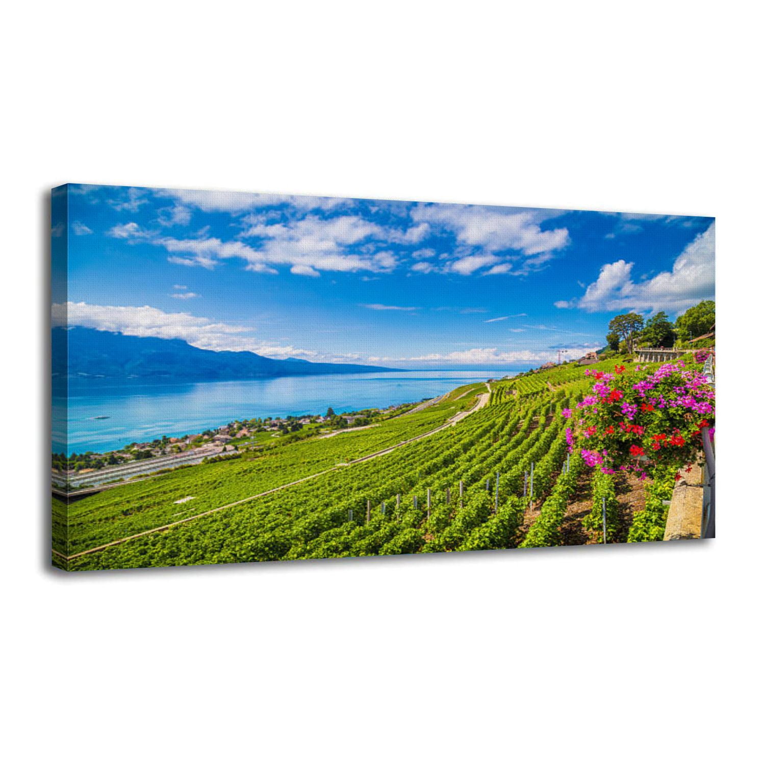 Canvas Wall Art Lavaux wine region Lake Geneva Switzerland Wall Decor ...