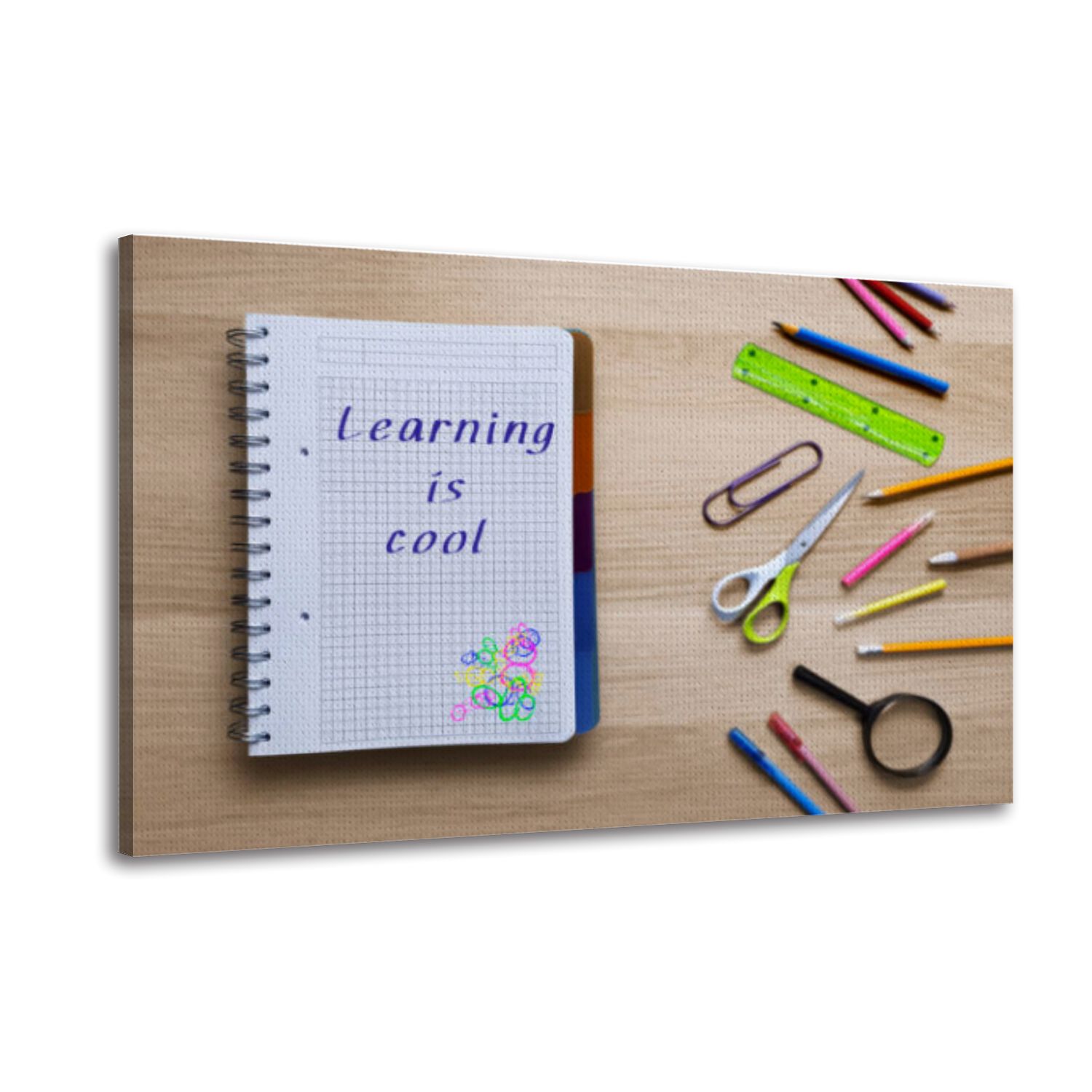 Canvas Wall Art Learning is cool Handwritten text open notebook Wall ...