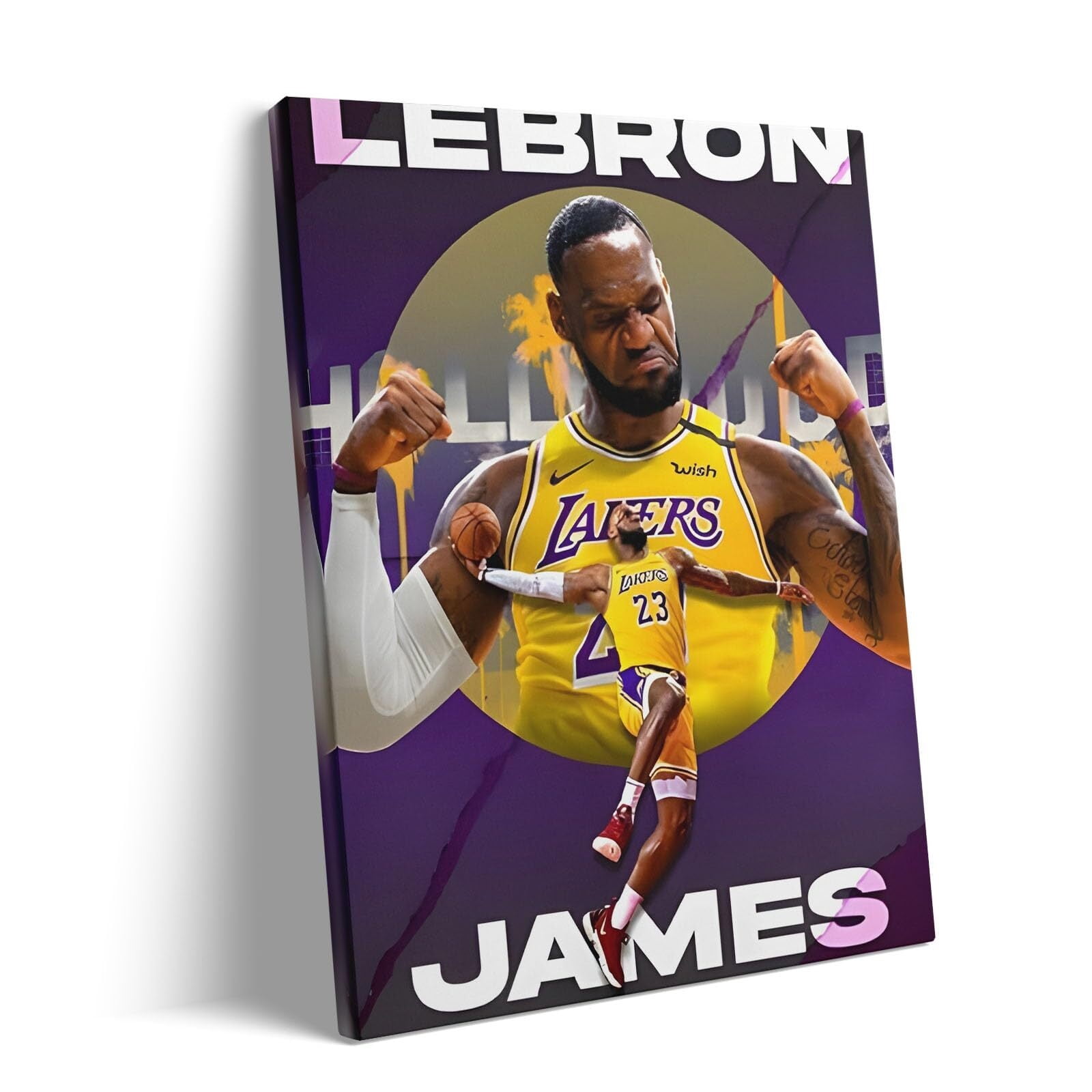 Canvas Wall Art Lebron James Power Pose Collage Poster Print, Lakers ...
