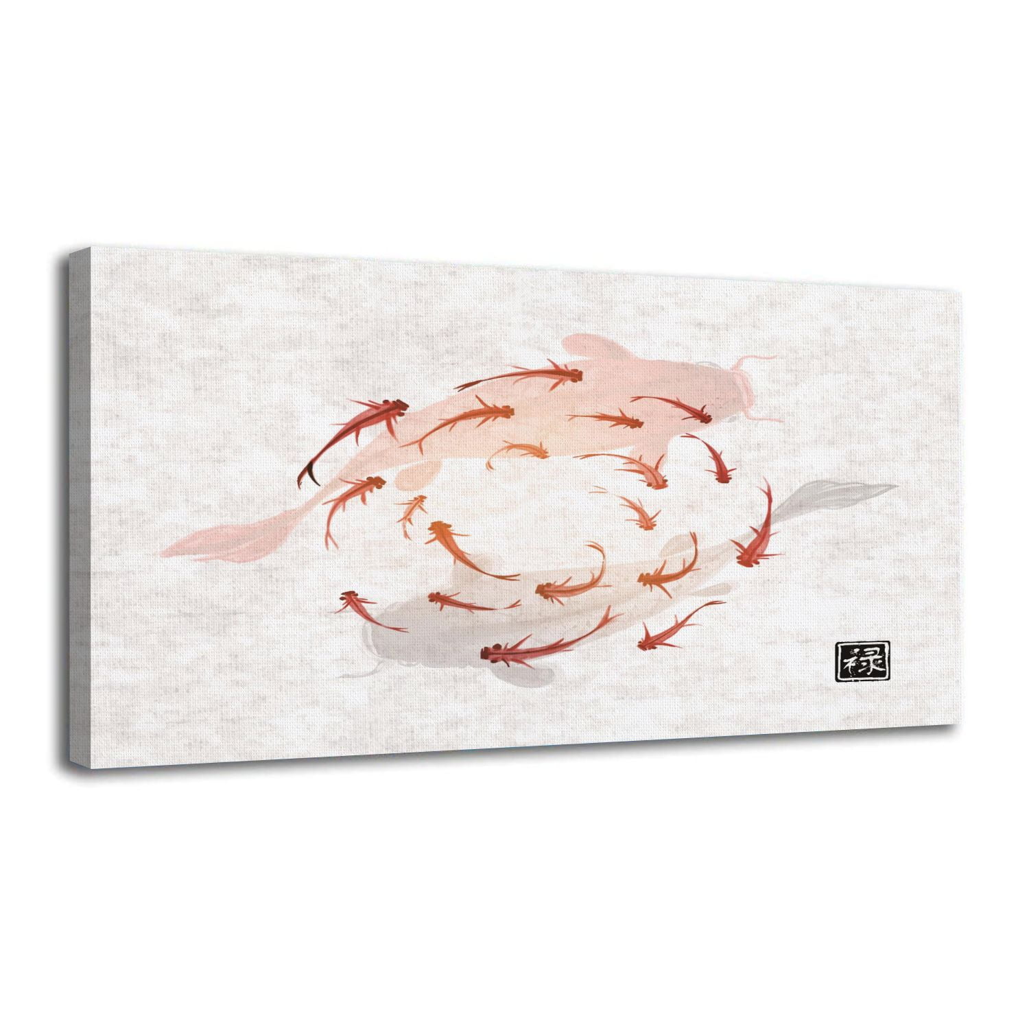 Canvas Wall Art Little big fishes drawn ink rice paper oriental ink ...