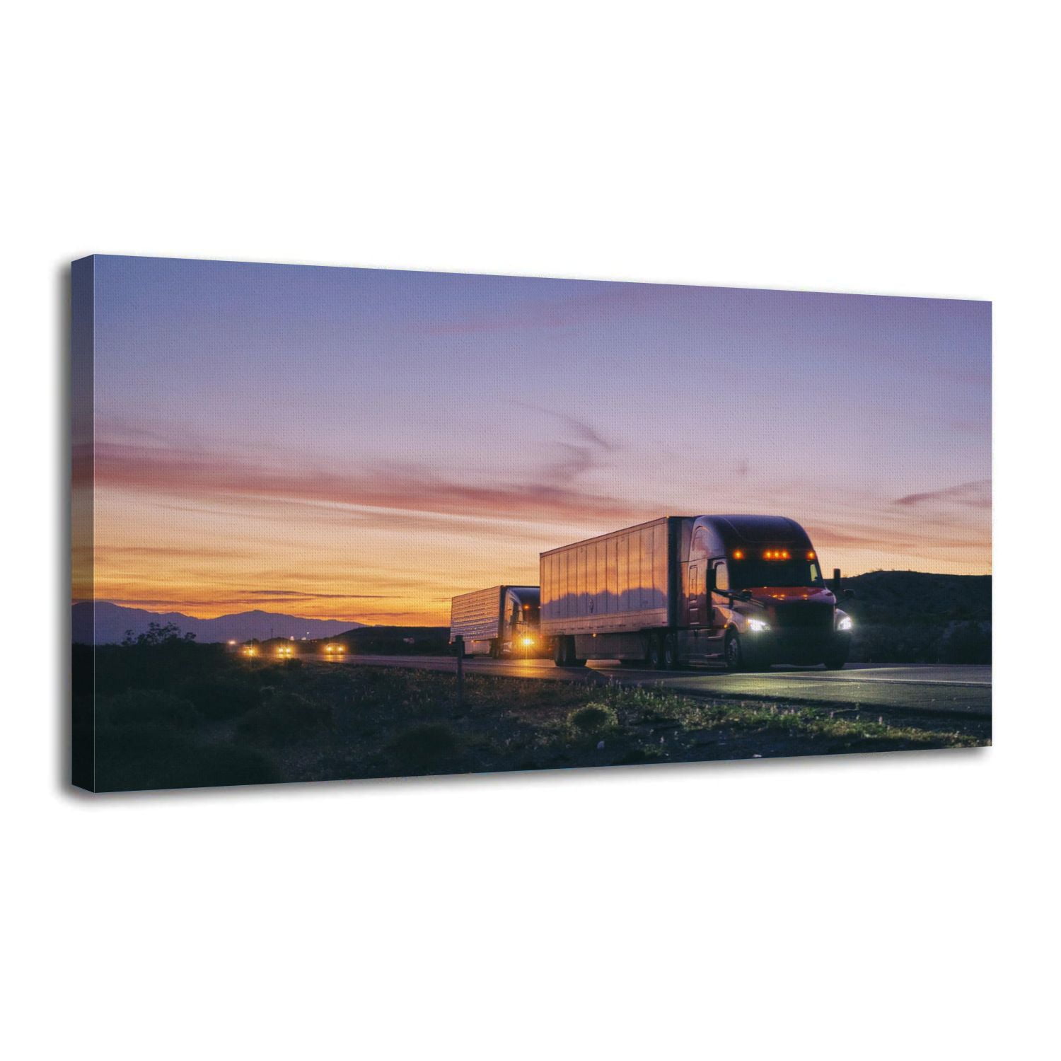 Canvas Wall Art Long Haul Semi Truck Rural Western Interstate Highway ...