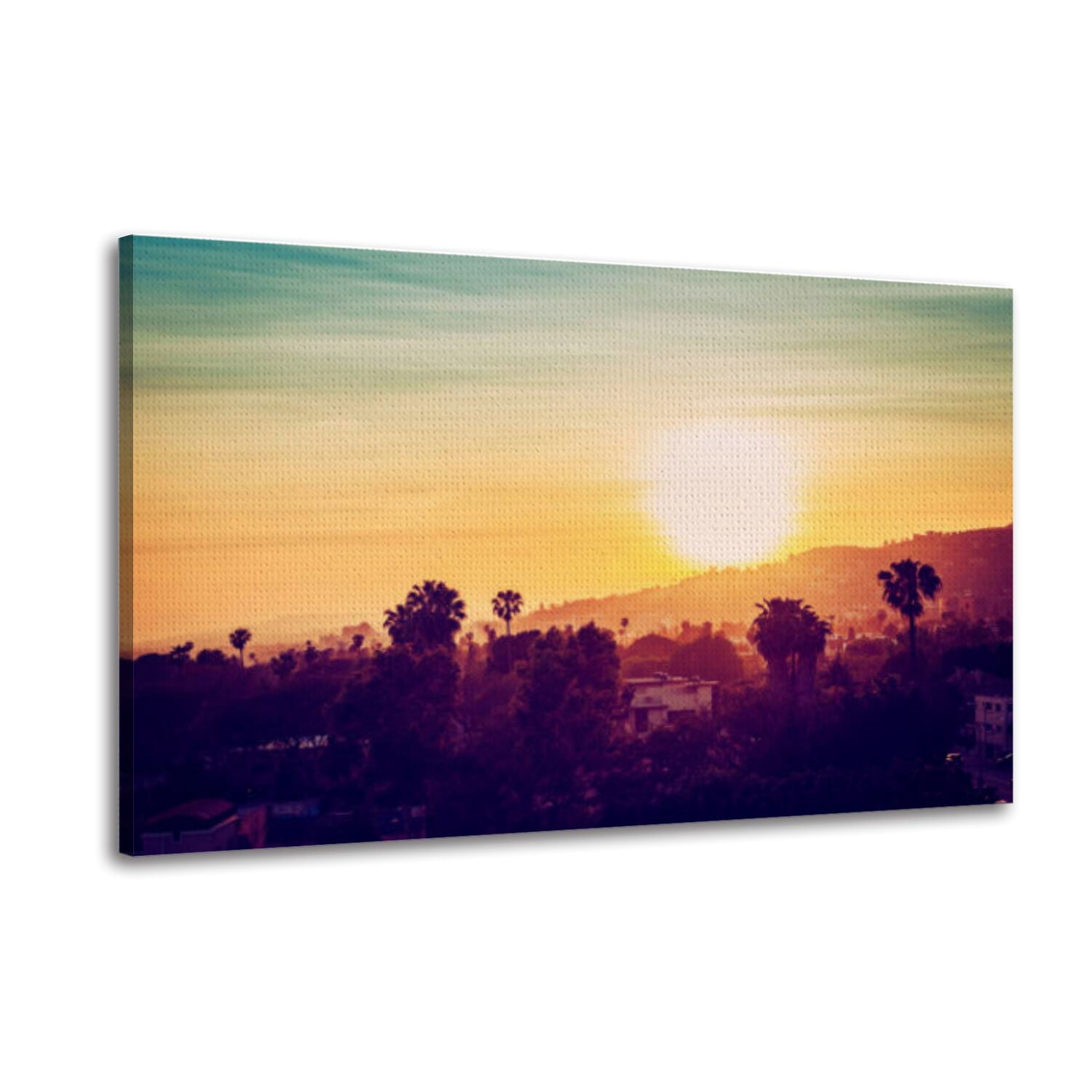 Canvas Wall Art Los Angeles mountains palm trees sunset Wall Decor for ...