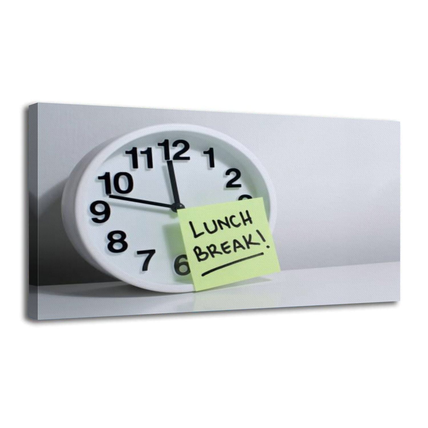 Canvas Wall Art Lunch break note office clock Wall Decor for Living ...
