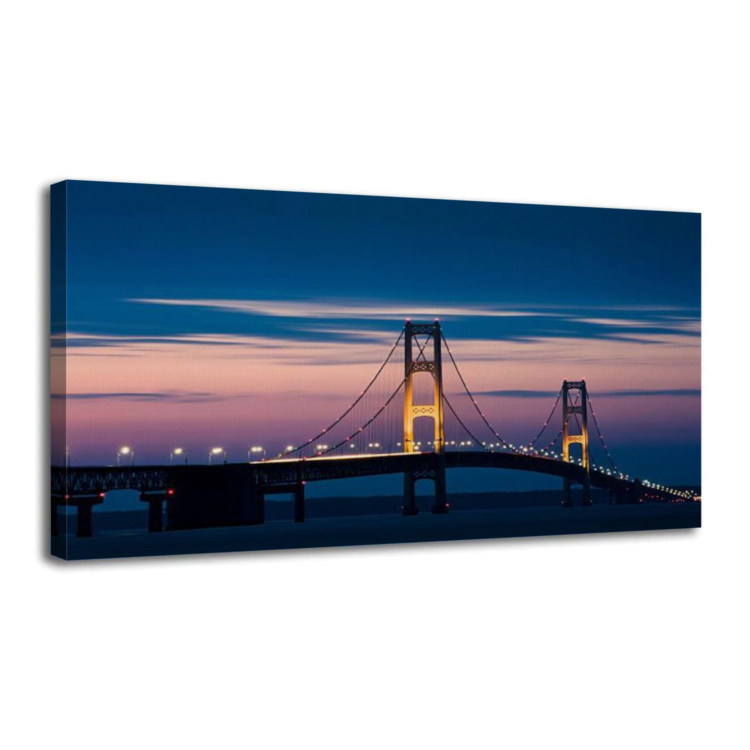 Canvas Wall Art Mackinac Bridge Wall Decor for Living Room Bathroom ...