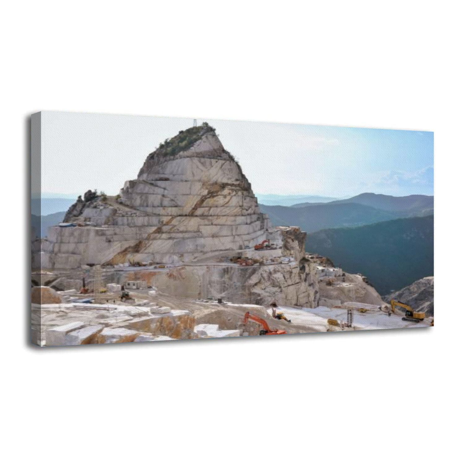 Canvas Wall Art Marble quarry extraction processing white marble open ...