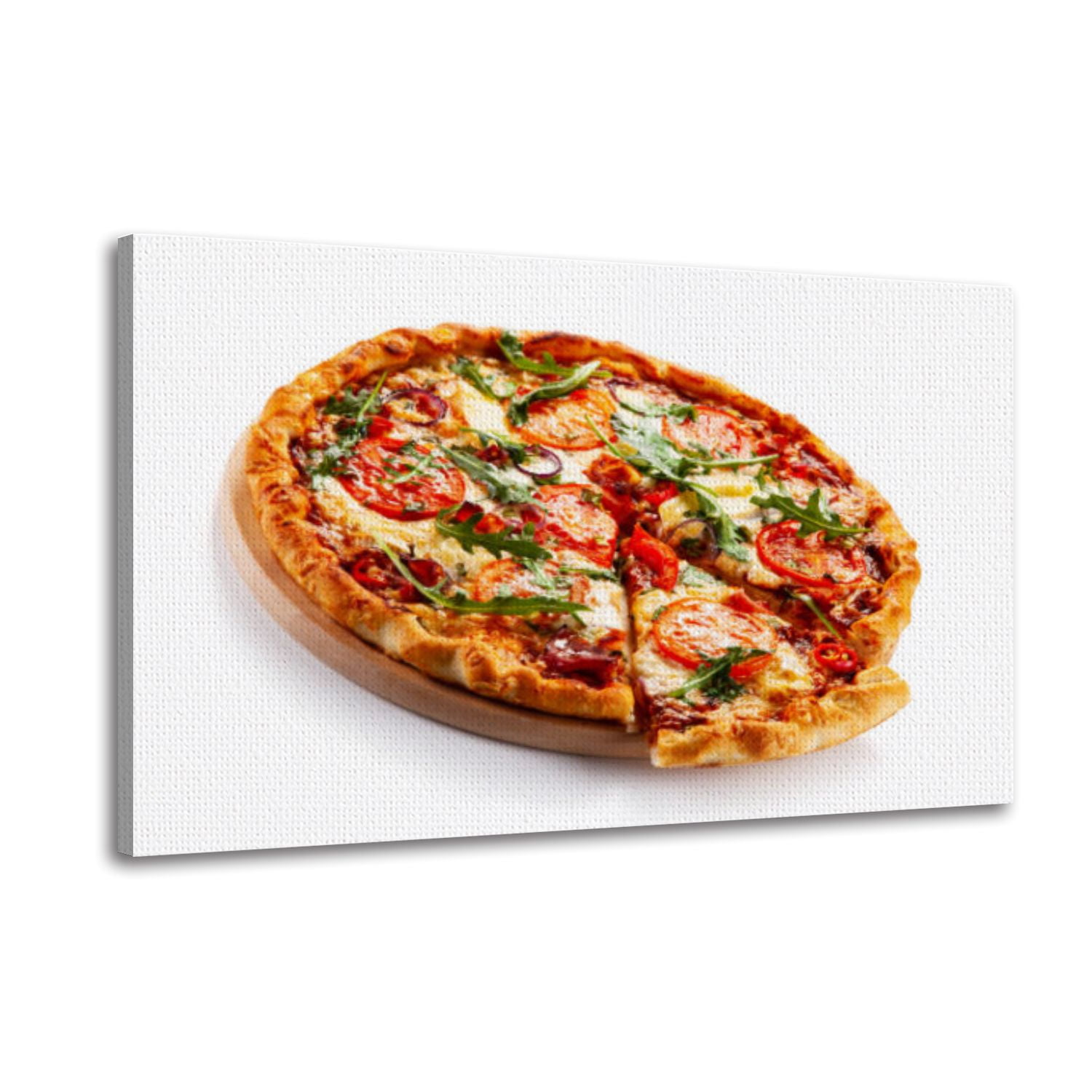 Canvas Wall Art Margherita Pizza ham pepper white Wall Decor for Living ...