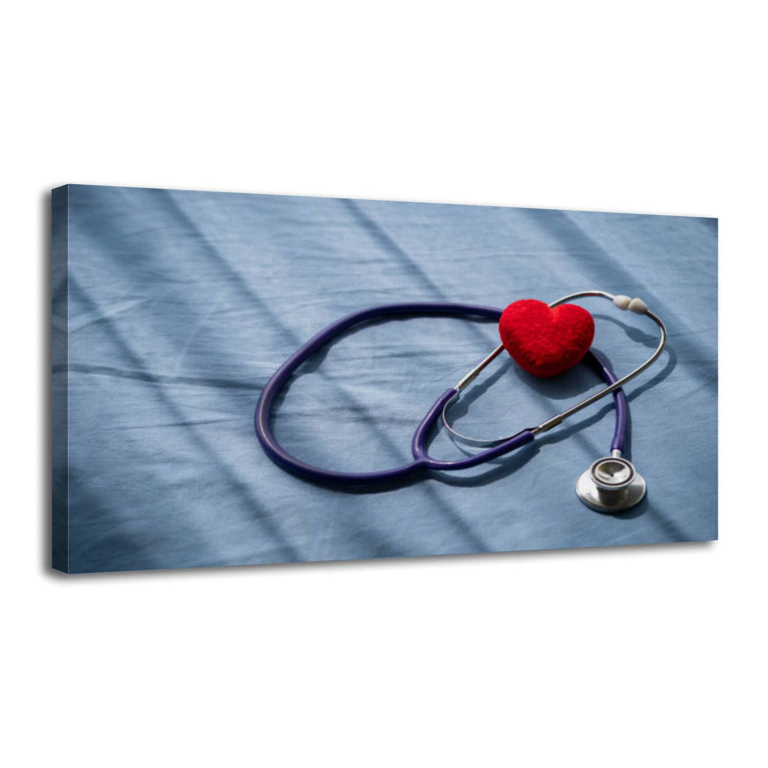 Canvas Wall Art Medical stethoscope red heart cardiogram healthcare ...