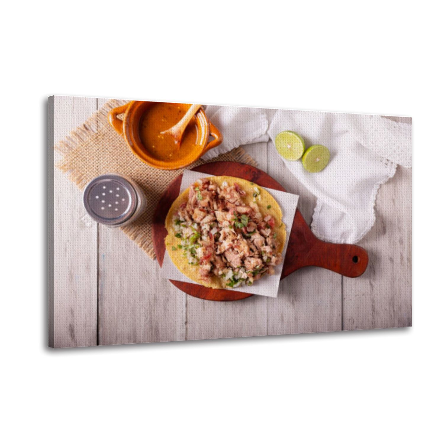 Canvas Wall Art Mexican Carnitas Taco Top View Wall Decor for Living ...