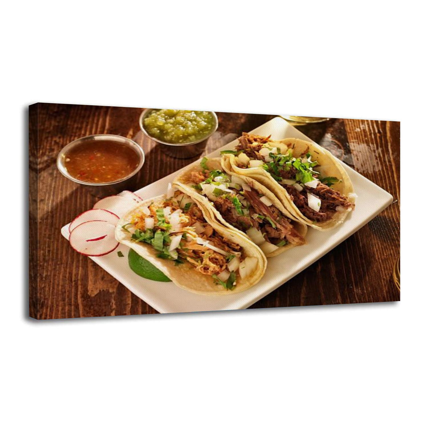 Canvas Wall Art Mexican barbacoa carnitas chicken tacos Wall Decor for ...