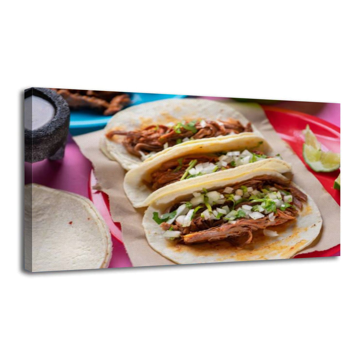 Canvas Wall Art Mexican beef barbacoa tacos colorful Wall Decor for ...