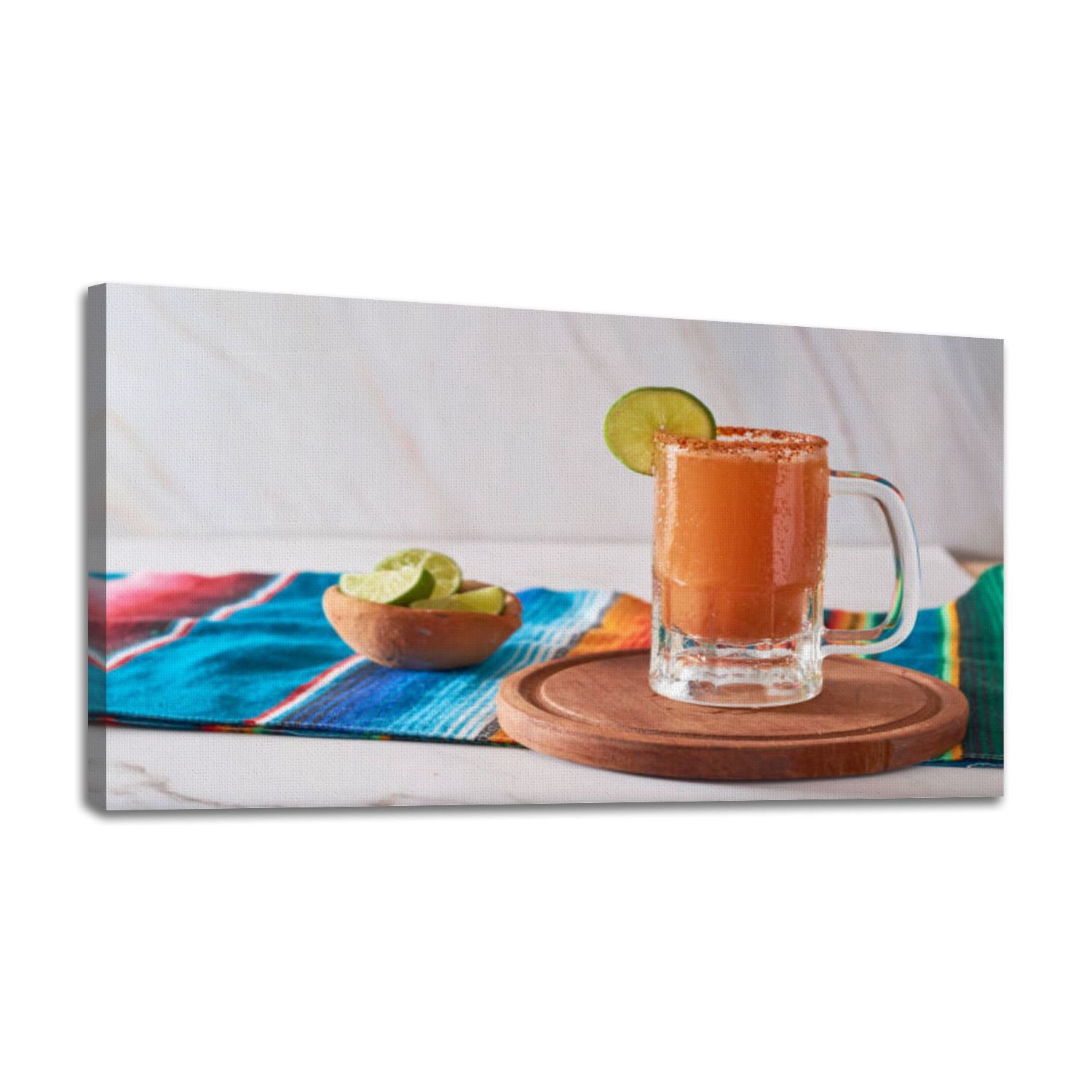 Canvas Wall Art Mexican cocktail michelada made beer tomato juice Wall ...