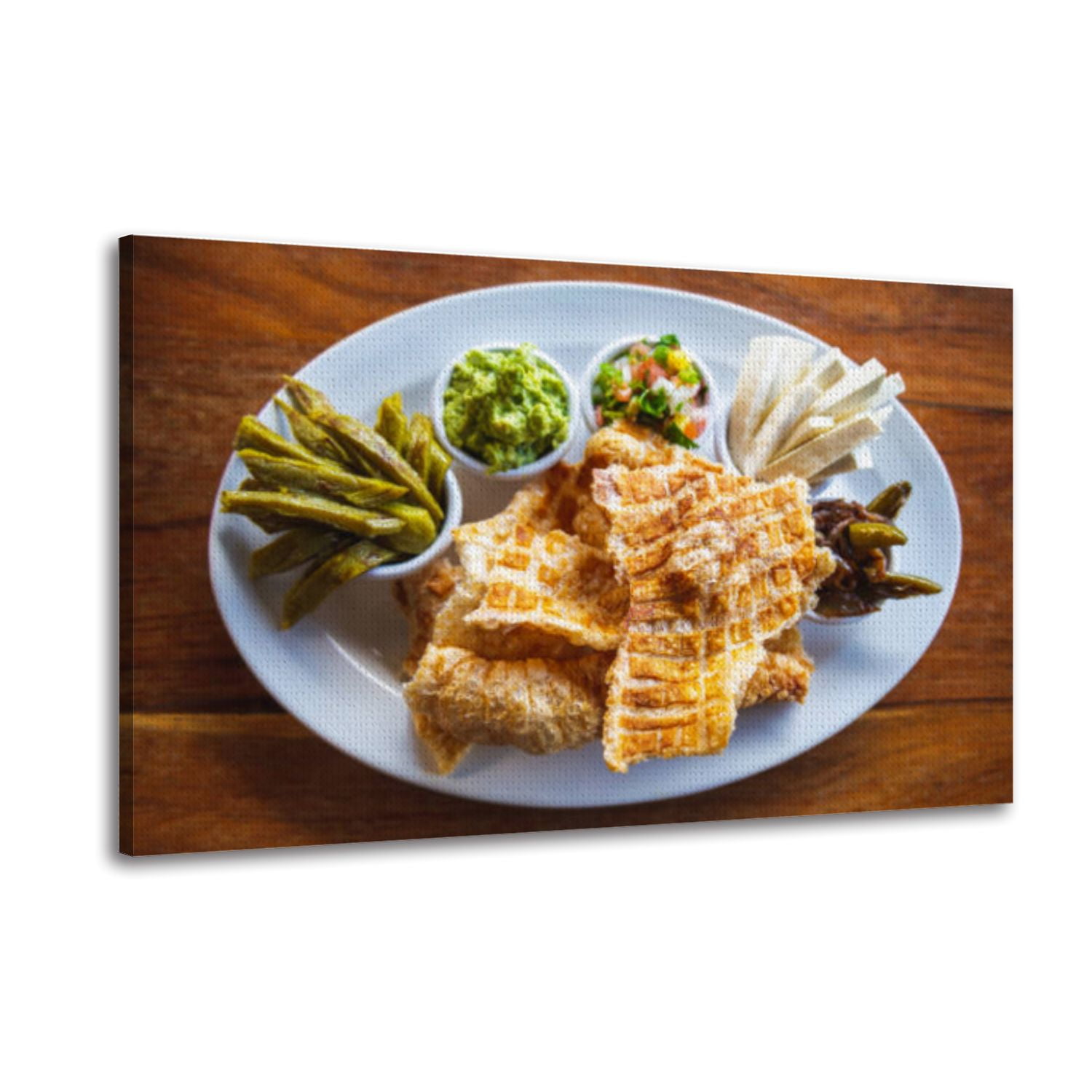 Canvas Wall Art Mexican pork rind Nopales guacamole Mexican cuisine ...