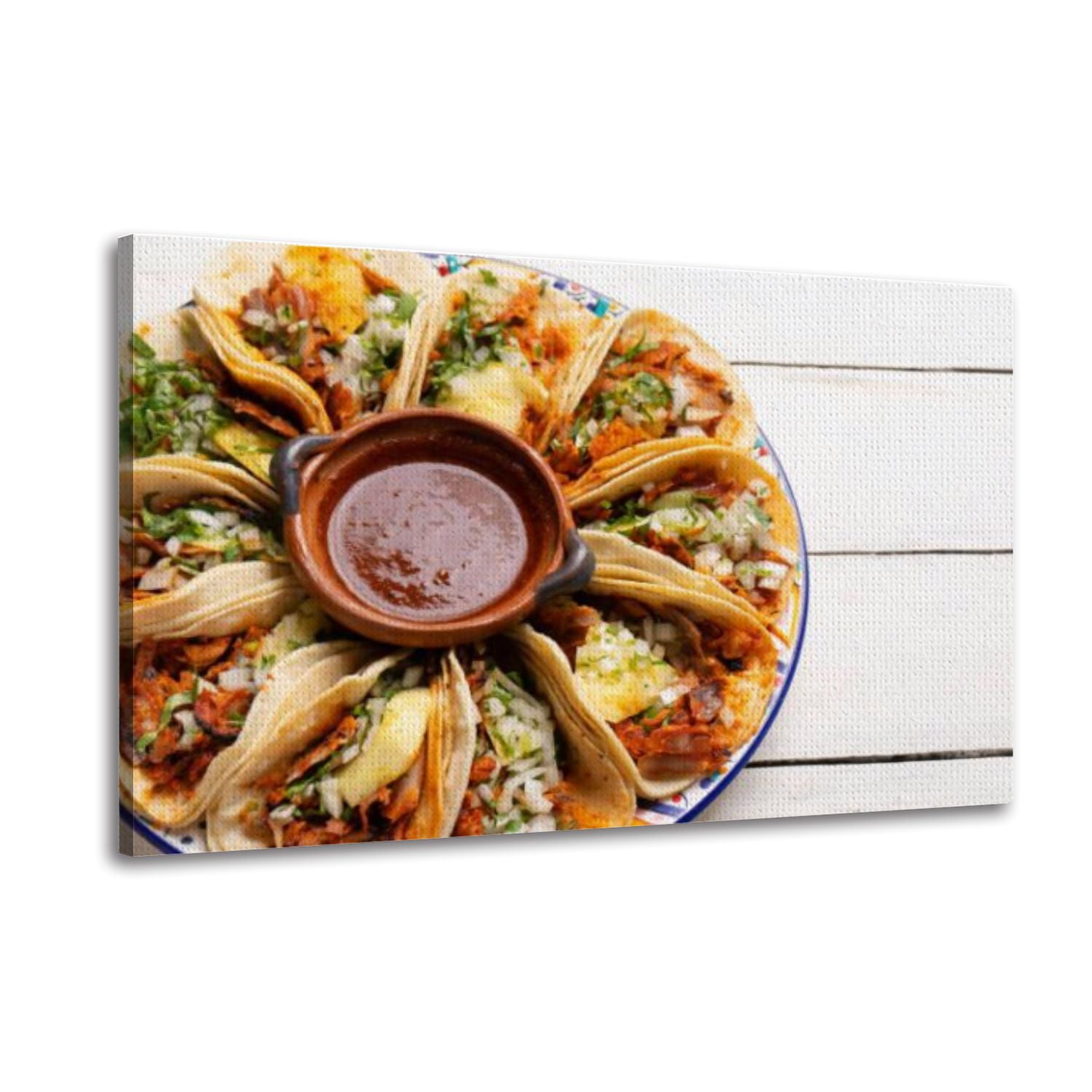 Canvas Wall Art Mexican pork tacos called Al pastor pineapple white ...
