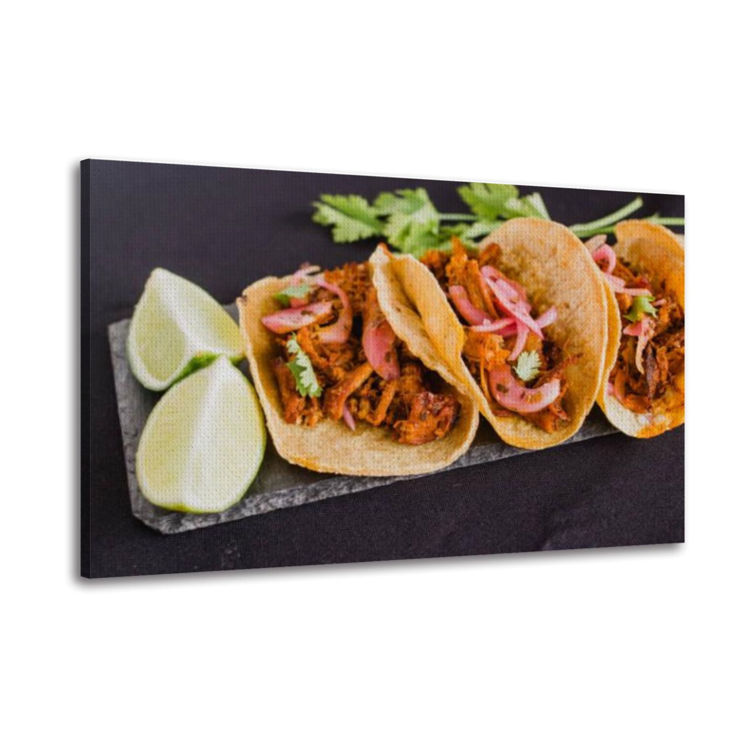 Canvas Wall Art Mexican tacos close up black Filled cochinita pibil ...