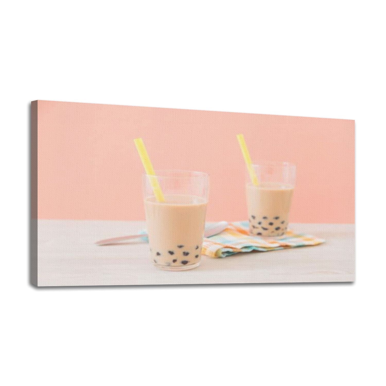 Canvas Wall Art Milk bubble tea Wall Decor for Living Room Bathroom ...
