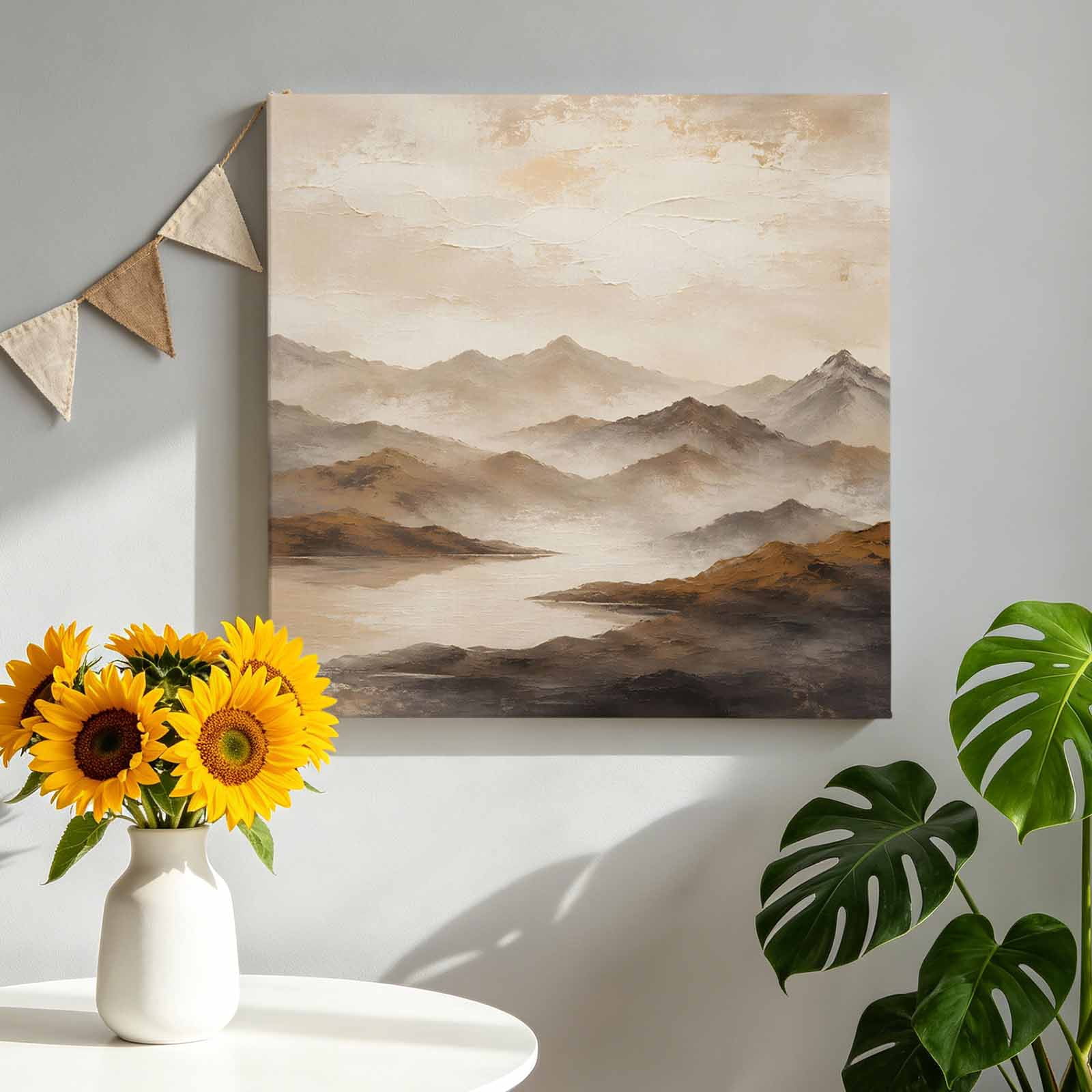 Canvas Wall Art Mist Mountain Canvas Art Print Brown Zen Mountains ...