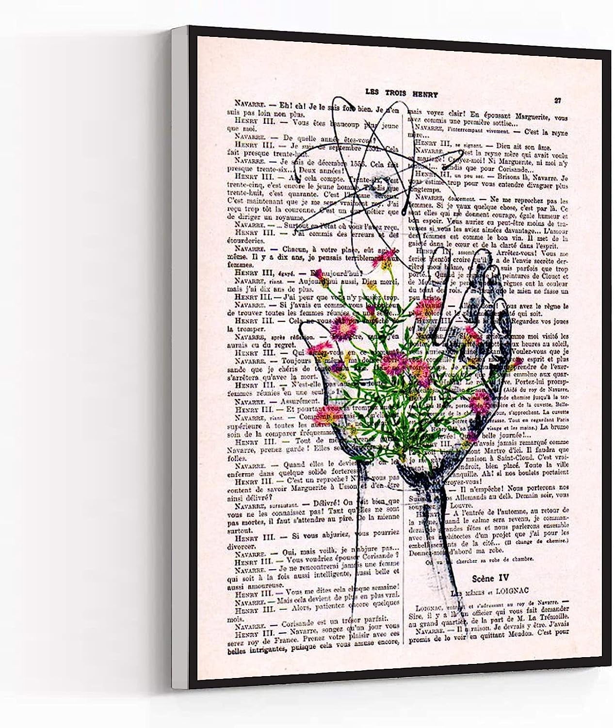 Canvas Wall Art Modern Art Print Atom With Hand Print,Flower Print Wall ...