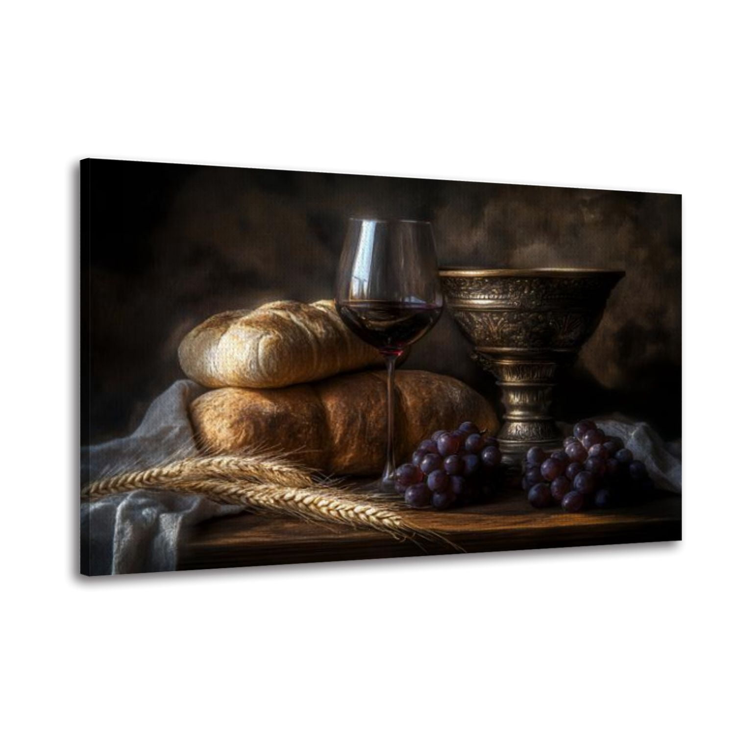 Canvas Wall Art Modern Communion Unleavened Bread Chalice Wine Bread ...