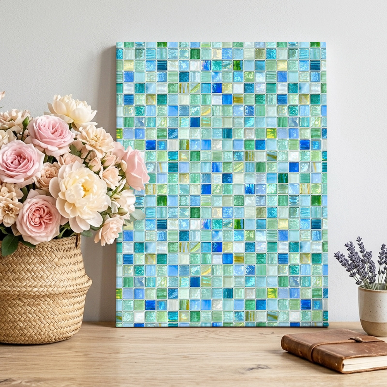 Canvas Wall Art Mosaic Grid Canvas Art Print Abstract Retro Minimalist ...