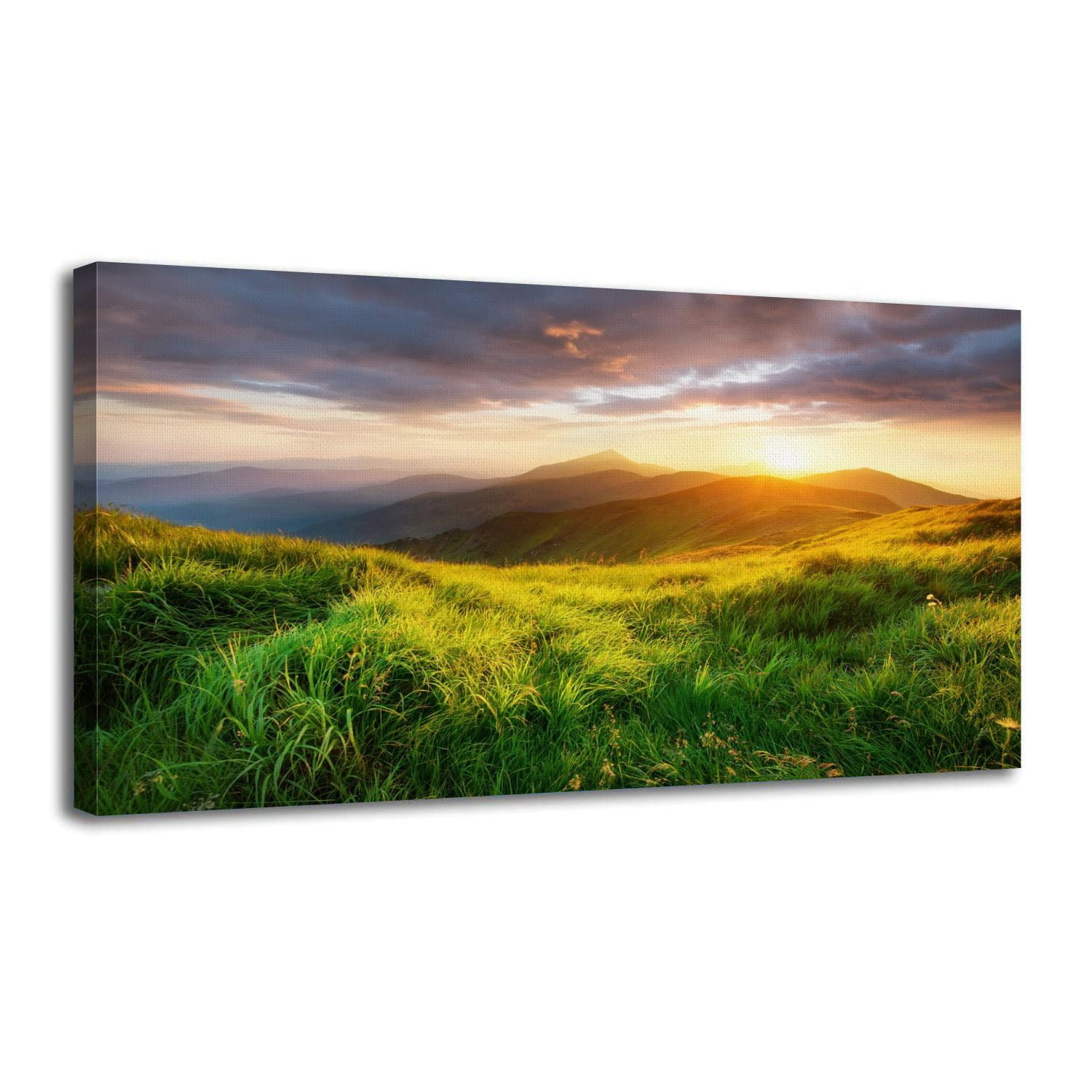 Canvas Wall Art Mountain valley sunrise Beutiful natural landsscape ...