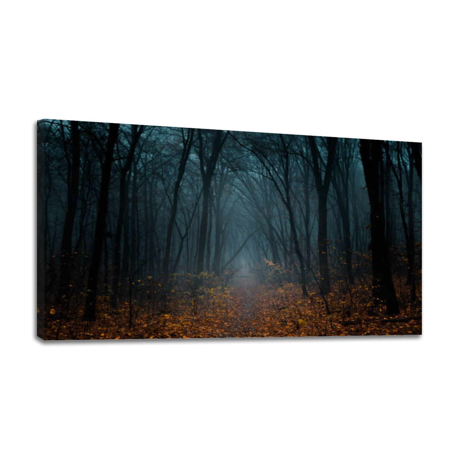 Canvas Wall Art Mysterious pathway Footpath dark foggy autumn forest ...