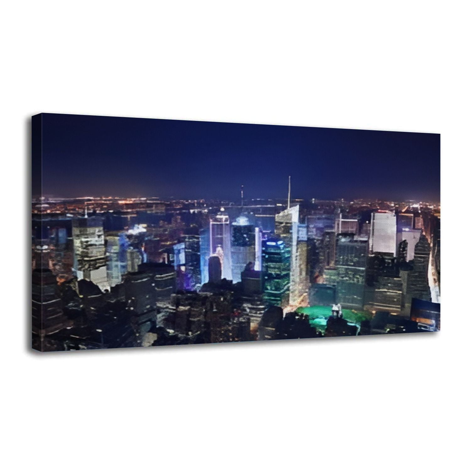 Canvas Wall Art New York City Square panorama aerial view night office ...