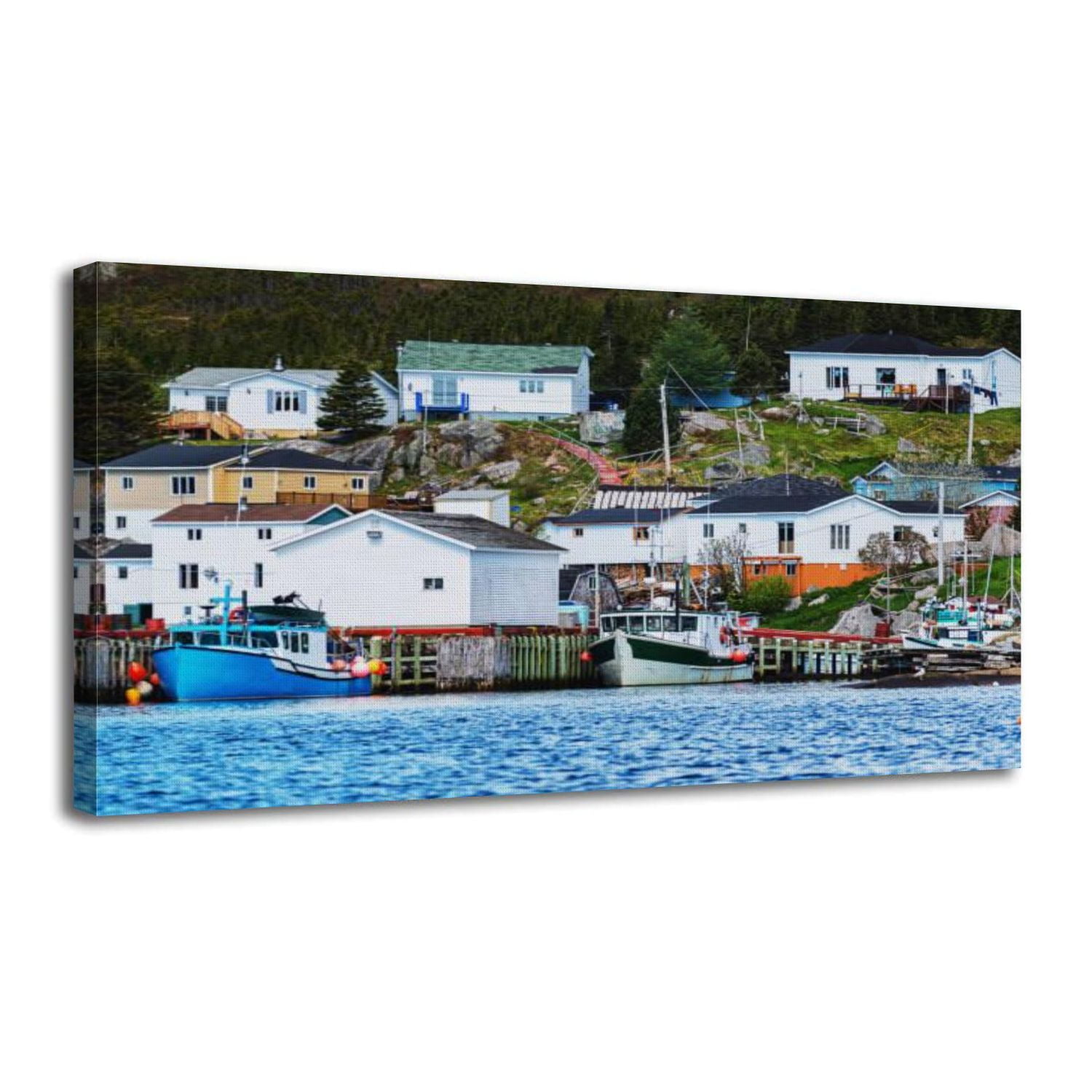 Canvas Wall Art Newfoundland Outport Village Wall Decor for Living Room Bathroom Bedroom Office ...