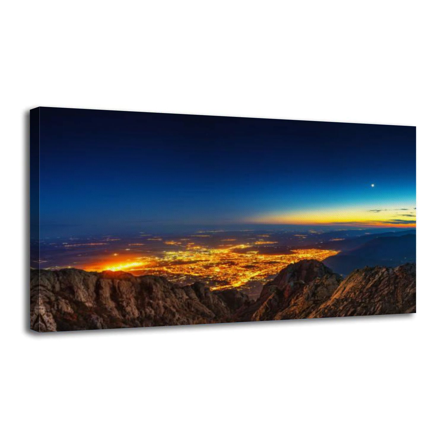 Canvas Wall Art Night view Sliven city Sunset shot Wall Decor for ...