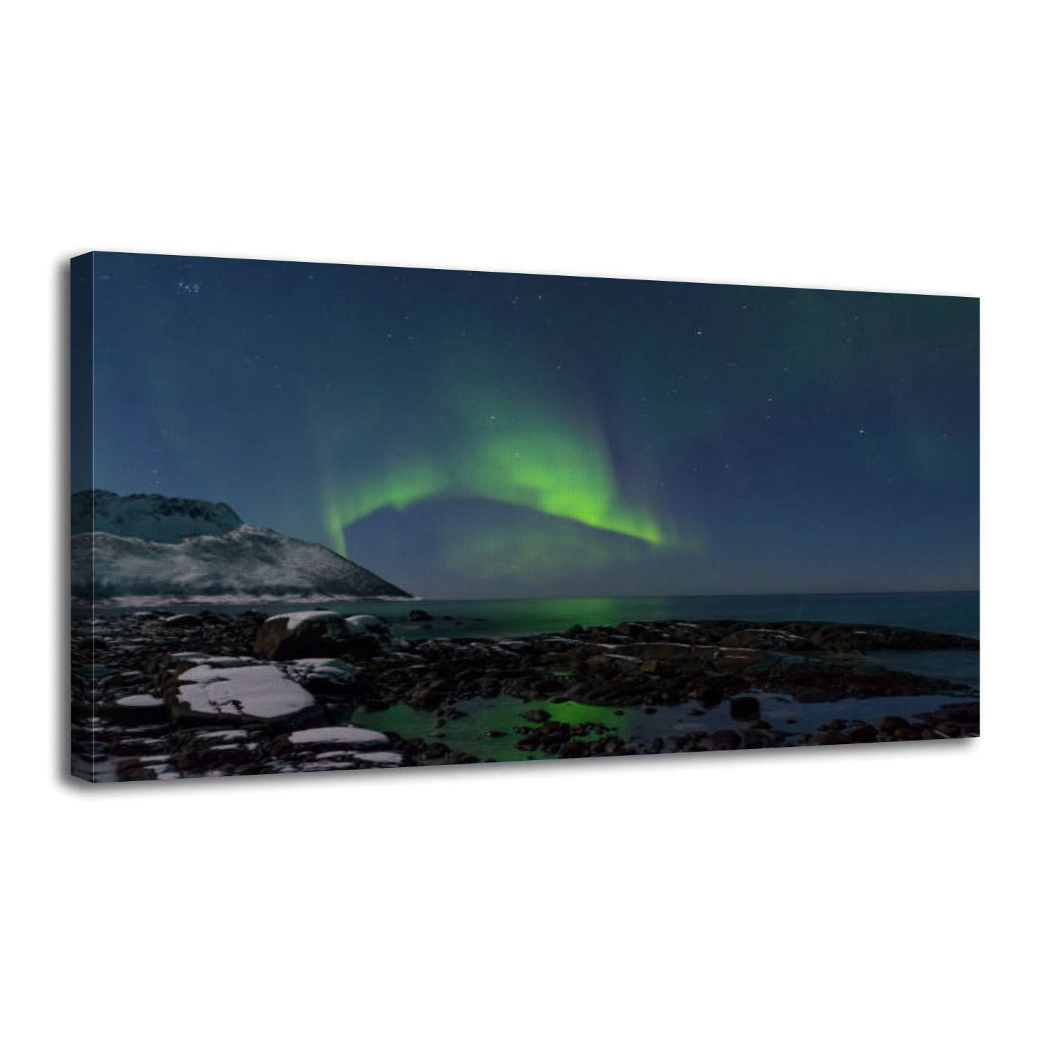 Canvas Wall Art Northern Polar light night sky Northern Norway Wall ...