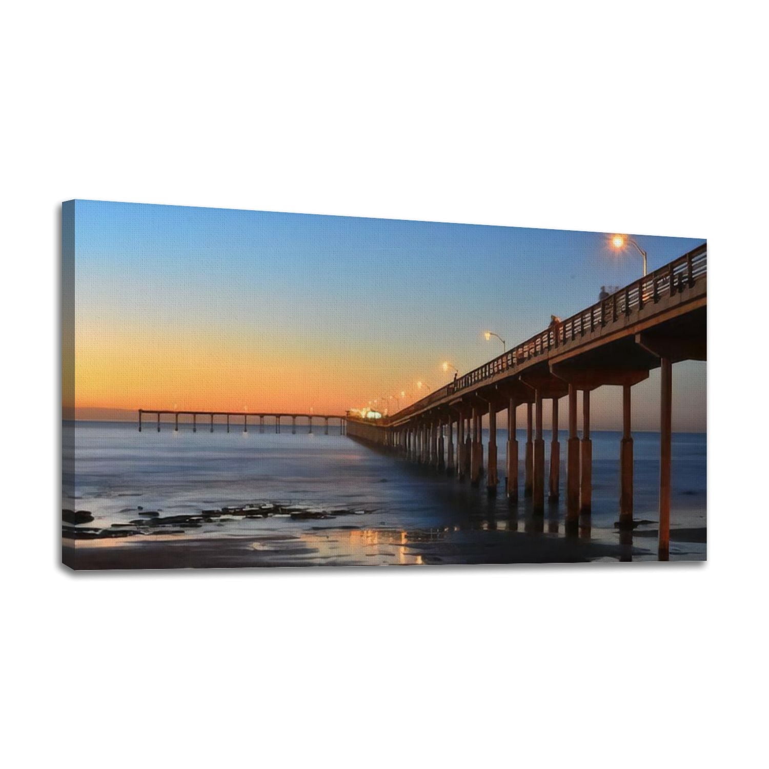 Canvas Wall Art Ocean Beach Pier Wall Decor for Living Room Bathroom ...