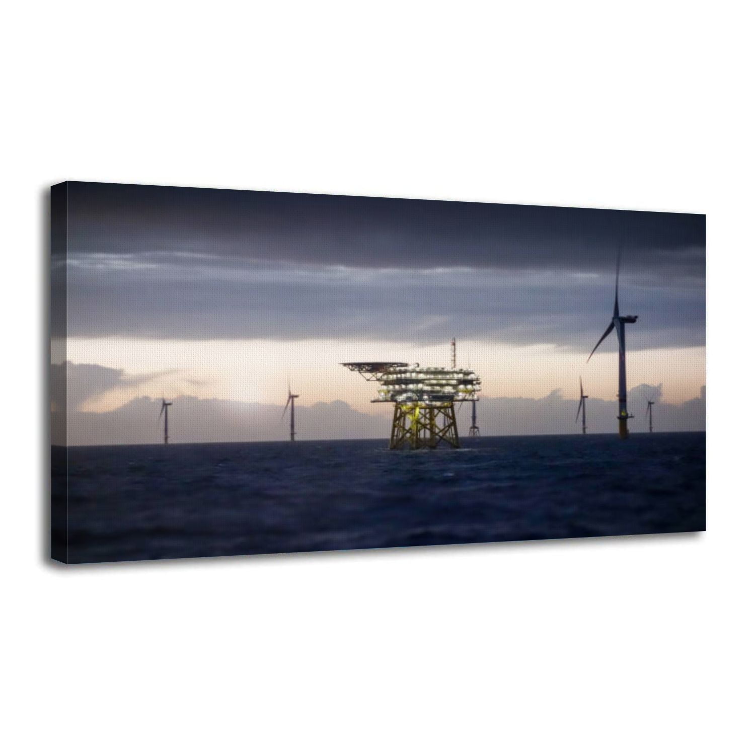 Canvas Wall Art Offshore platform substation wind farm sunset Wall ...
