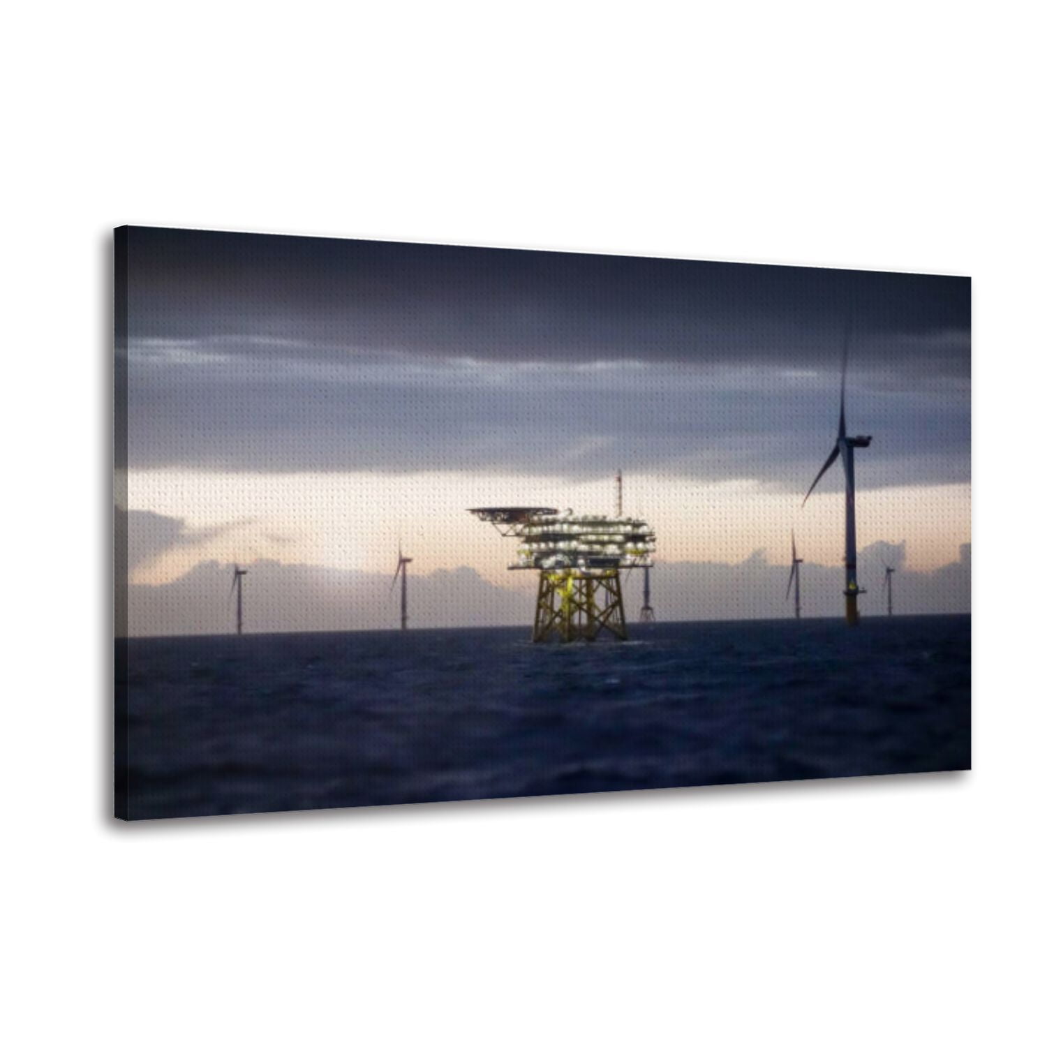 Canvas Wall Art Offshore platform substation wind farm sunset Wall ...