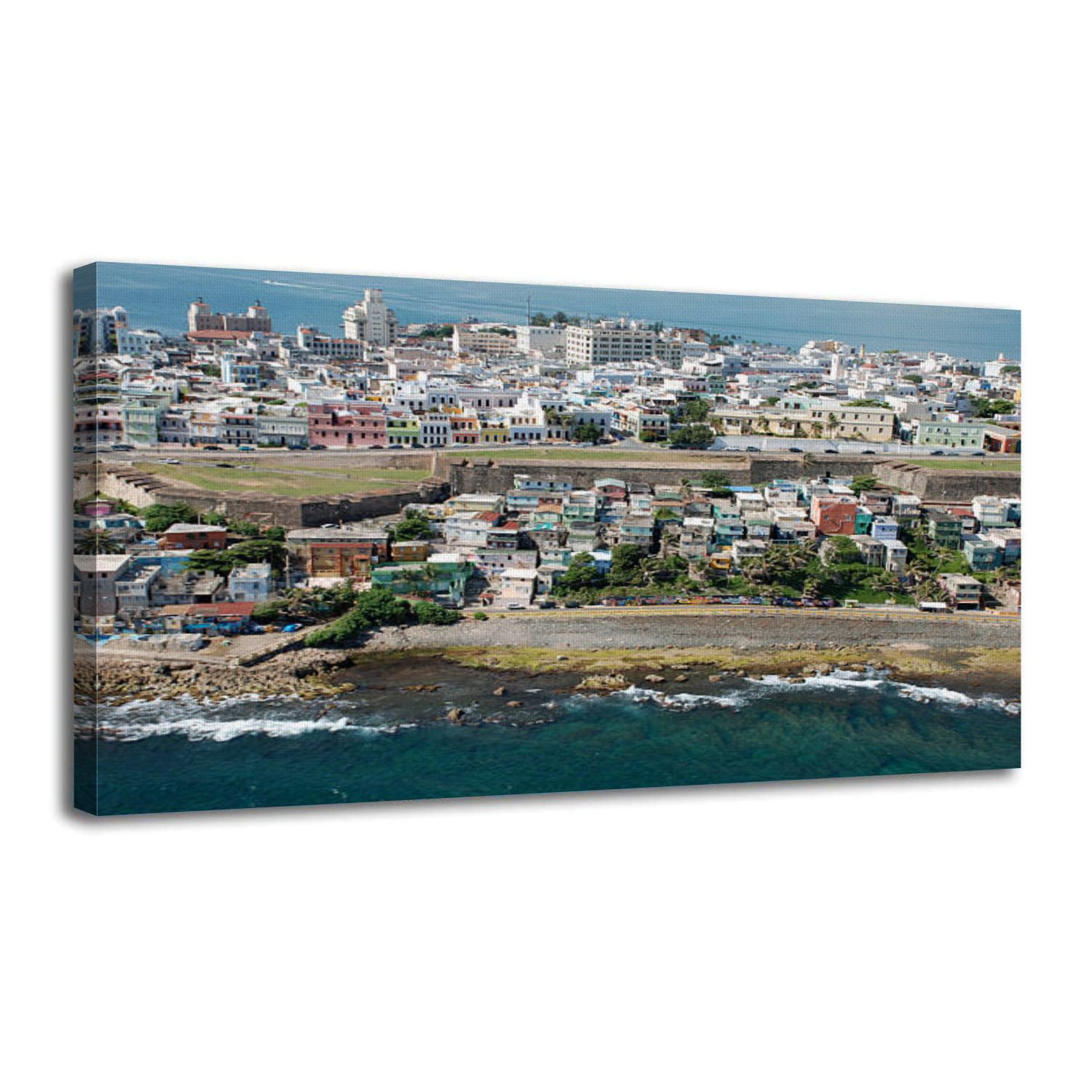 Canvas Wall Art Old San Juan Puerto Rico La Perla community Aerial ...